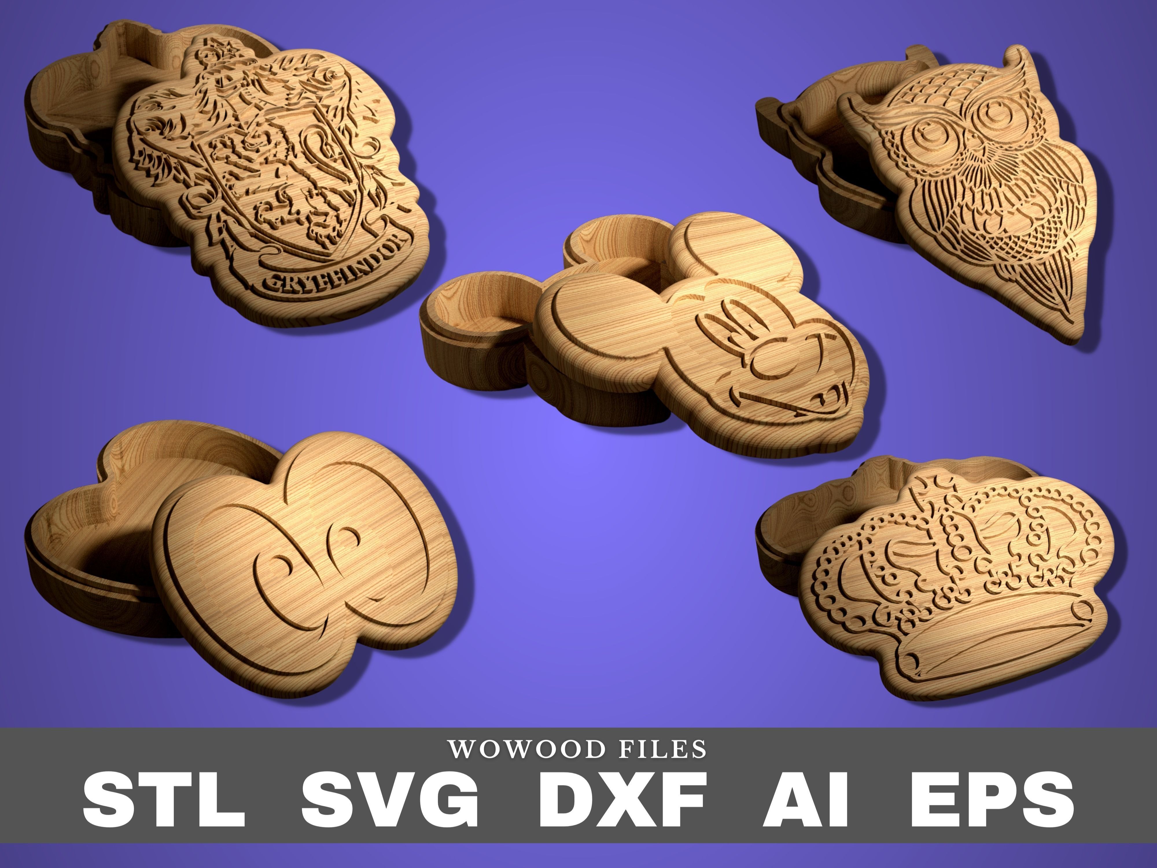 34 boxes files for CNC router and 3D printer STL DXF eps svg ai 3D ...