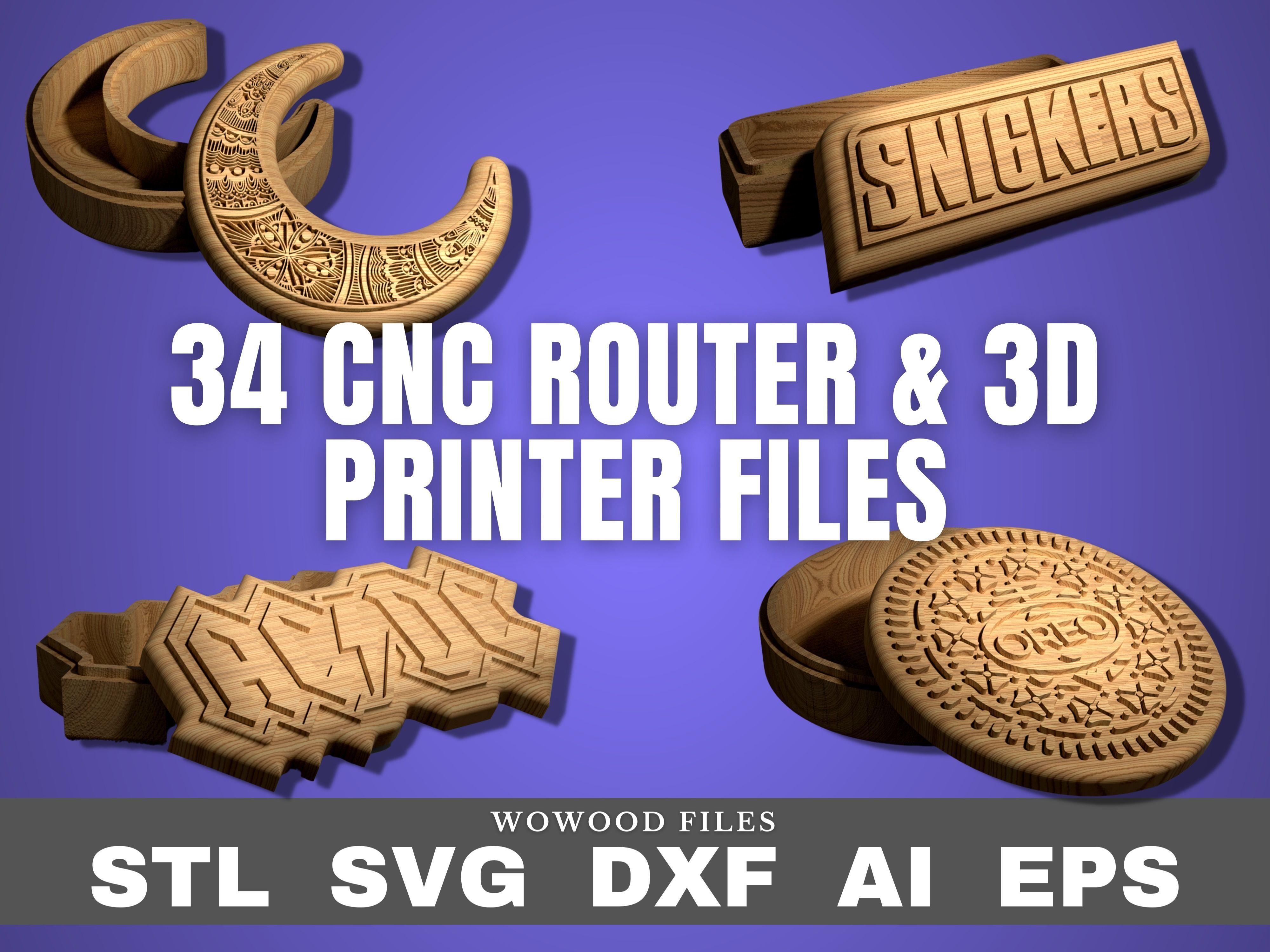 34 boxes files for CNC router and 3D printer STL DXF eps svg ai 3D ...