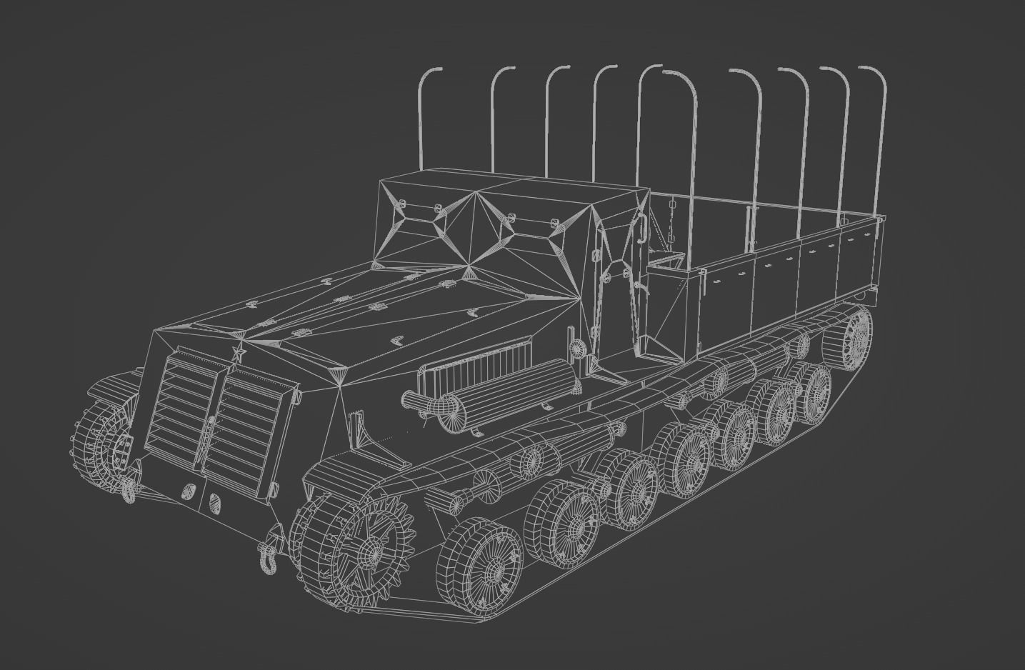 3D model Type 4 Chi-So Half-track armored personnel carrier VR / AR ...