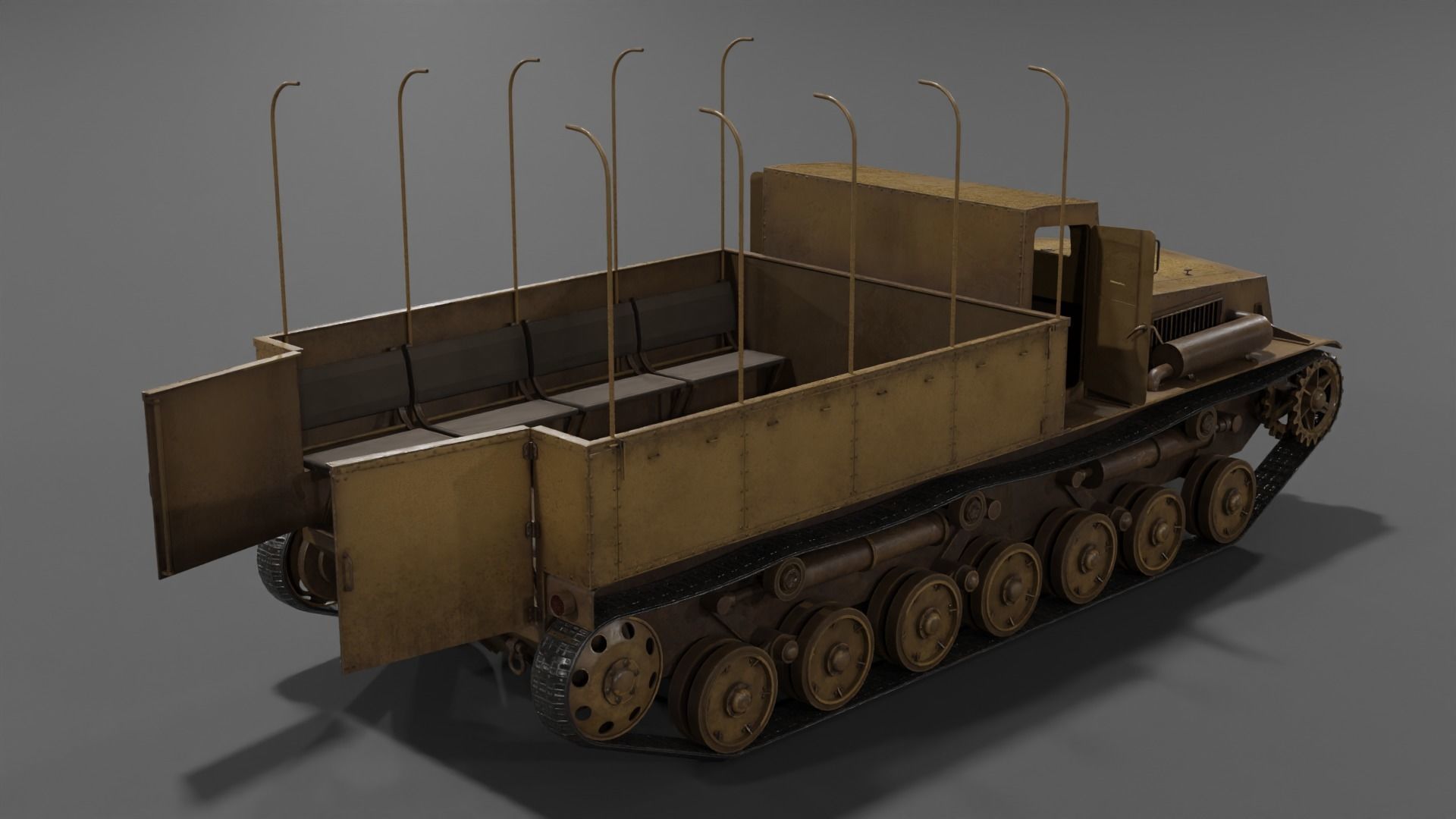 3D model Type 4 Chi-So Half-track armored personnel carrier VR / AR ...