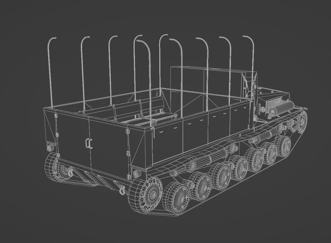 3D model Type 4 Chi-So Half-track armored personnel carrier VR / AR ...