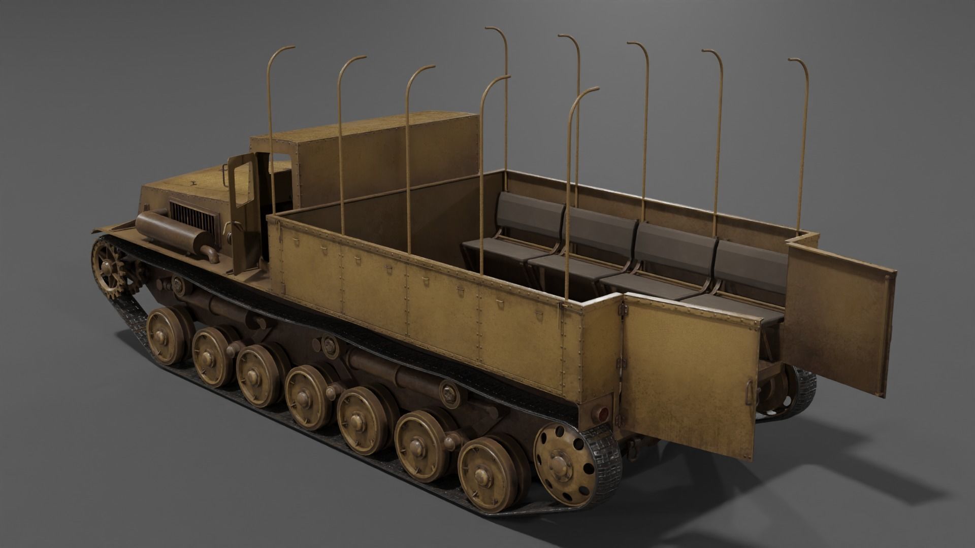 3D model Type 4 Chi-So Half-track armored personnel carrier VR / AR ...