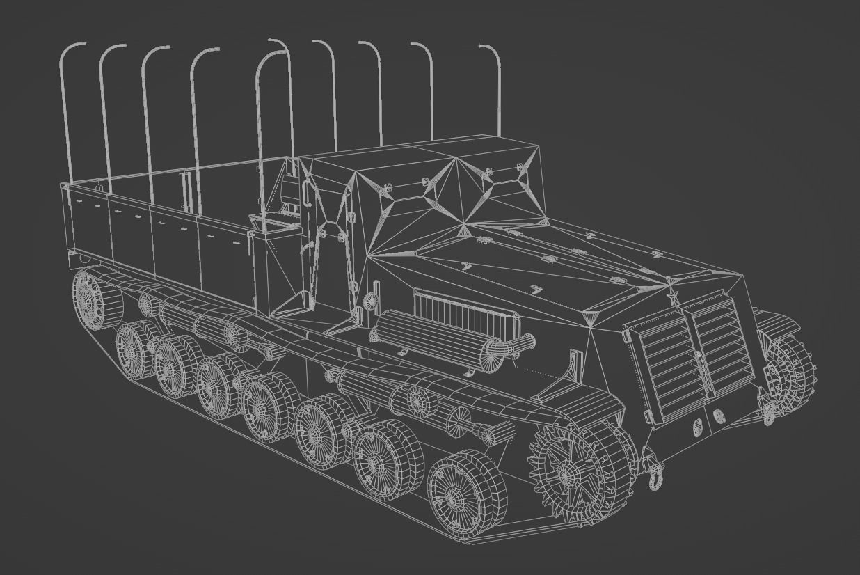 3D model Type 4 Chi-So Half-track armored personnel carrier VR / AR ...