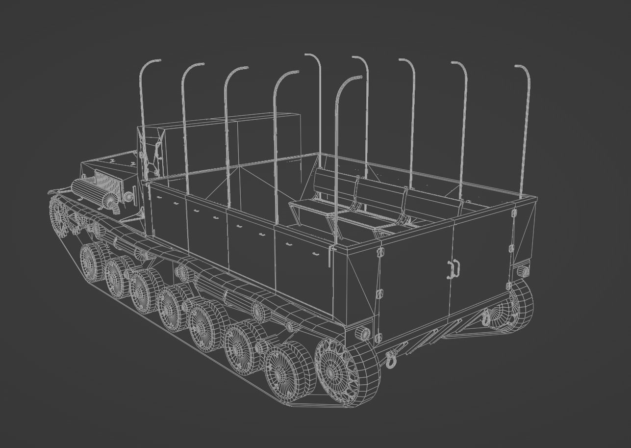 3D model Type 4 Chi-So Half-track armored personnel carrier VR / AR ...