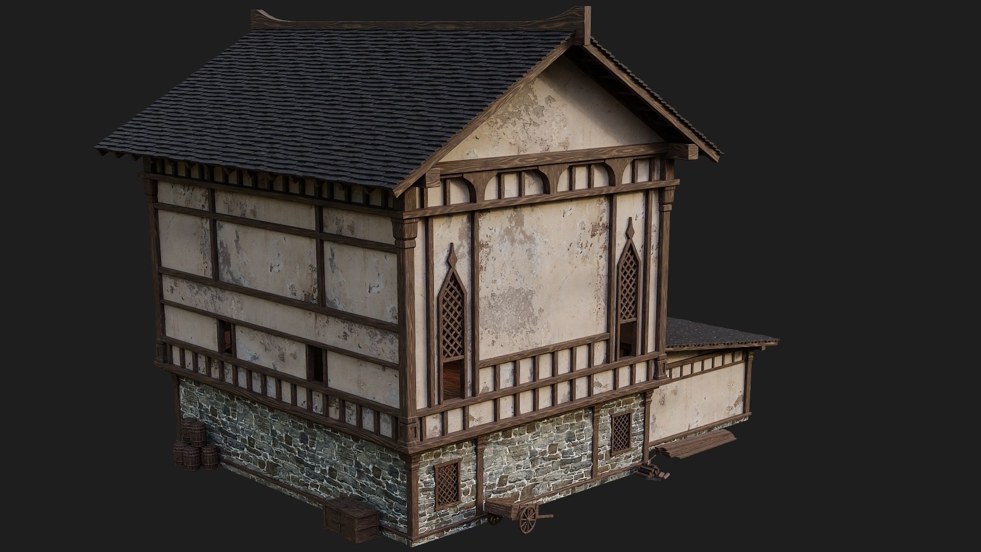 3D model 4 Old Medieval Buildings Pack 4K Textures GameReady 101 to 104 ...