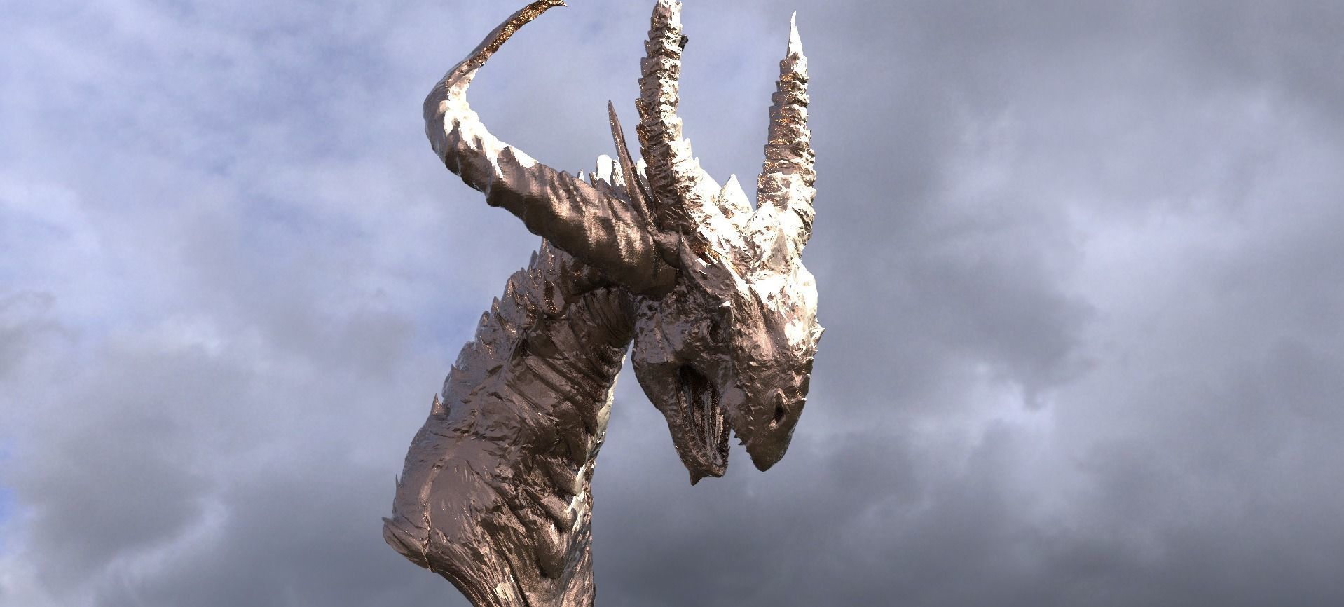 Horned Drake Head Sculpt 2 3D model | CGTrader