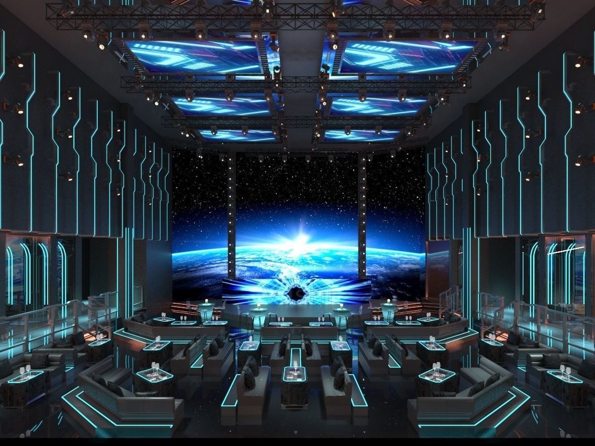 Bar 1 futuristic restaurant interior design 3D model | CGTrader
