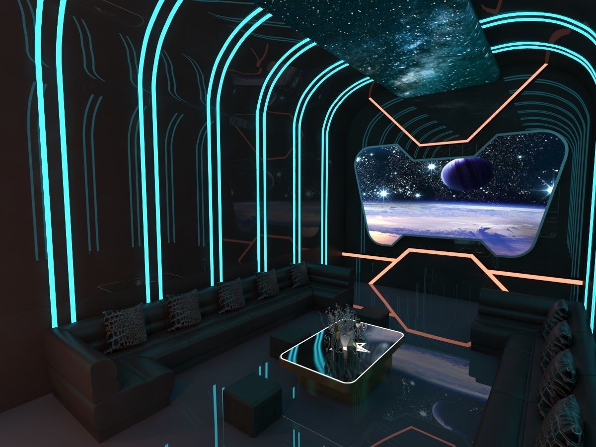Bar 1 futuristic restaurant interior design 3D model | CGTrader