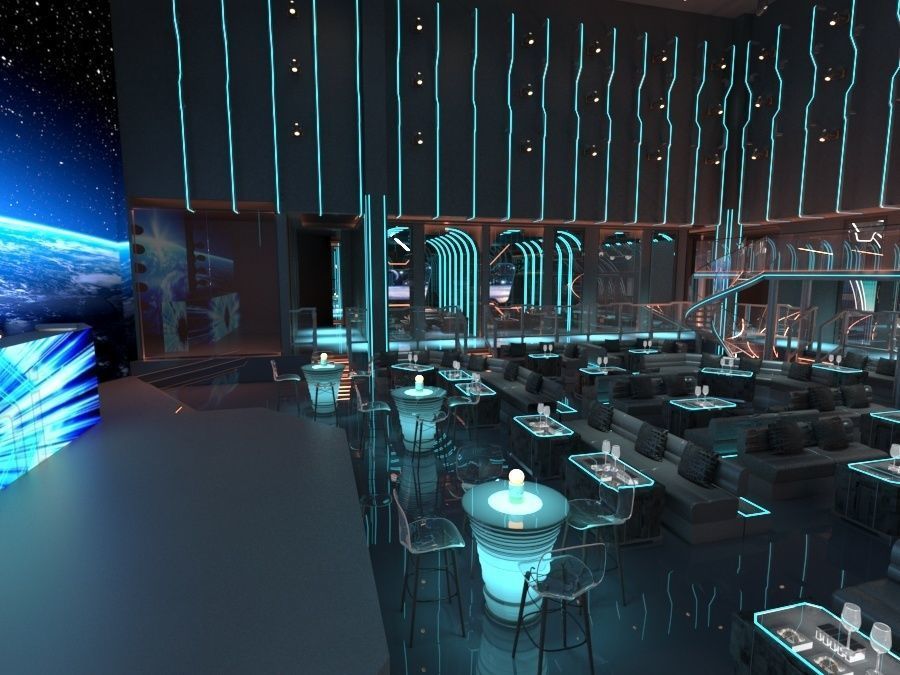 Bar 1 futuristic restaurant interior design 3D model | CGTrader