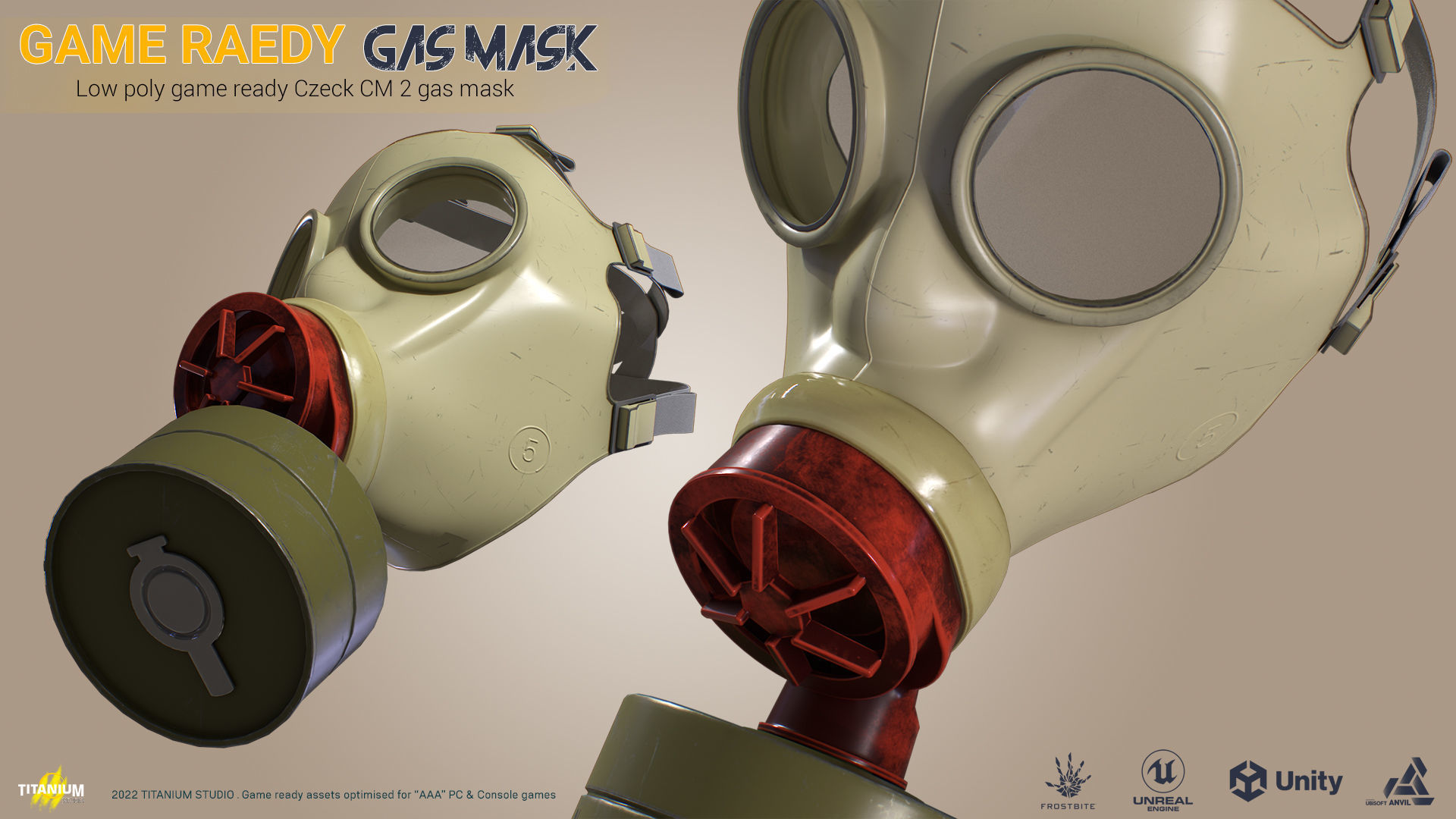 3D model Low Poly Game ready CM-3 Gas Mask VR / AR / low-poly | CGTrader