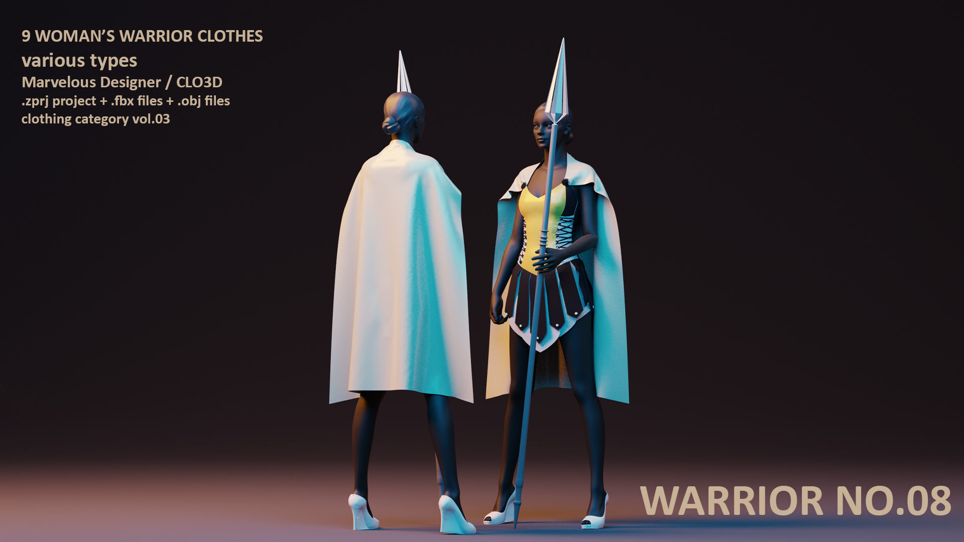 3D model 9 WOMEN WARRIOR CLOTHES VARIOUS STYLES MD and CLO3D VR / AR ...