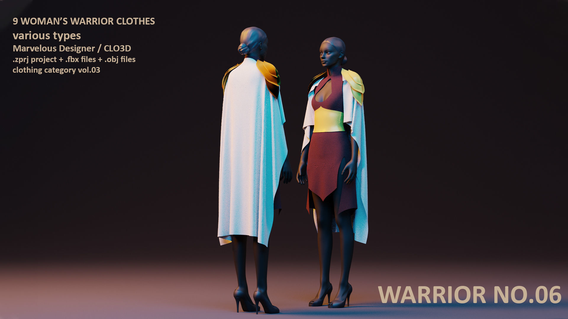 3D model 9 WOMEN WARRIOR CLOTHES VARIOUS STYLES MD and CLO3D VR / AR ...