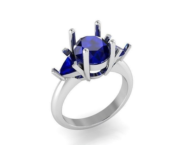 3-Stone Sapphire Ring 1253 3D model 3D printable | CGTrader