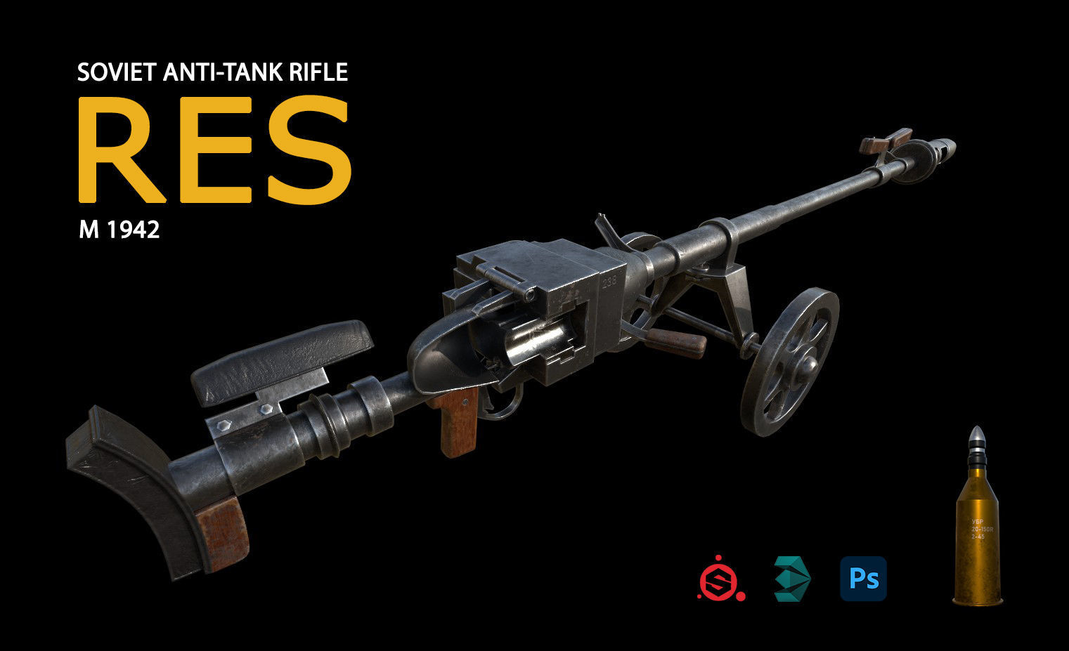3D model Anti-tank rifle RES VR / AR / low-poly | CGTrader