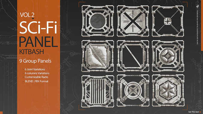 9 Group Sci Fi panel pack 3D model | CGTrader
