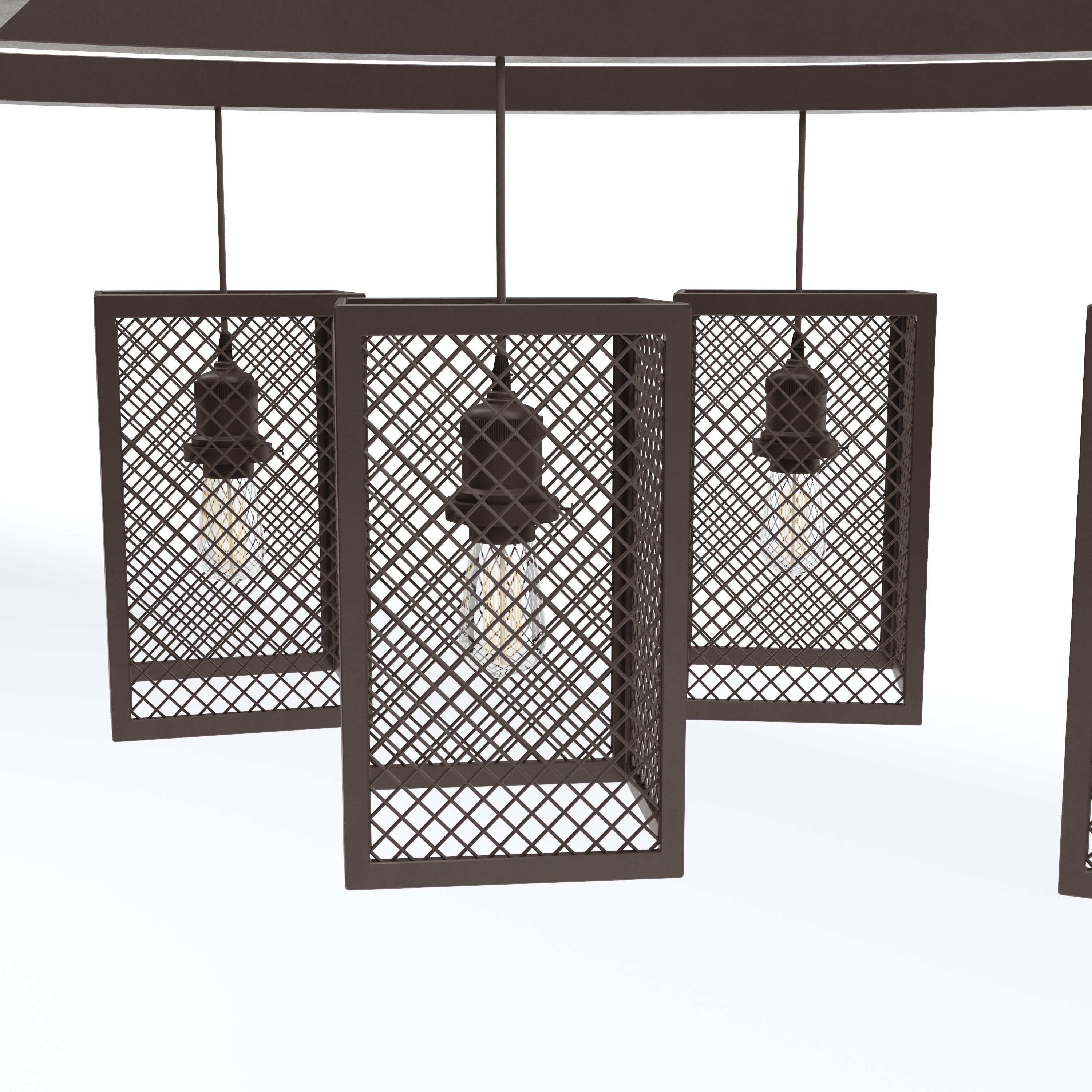 Wrought Iron Concentric Circle Cage Light 3D model | CGTrader
