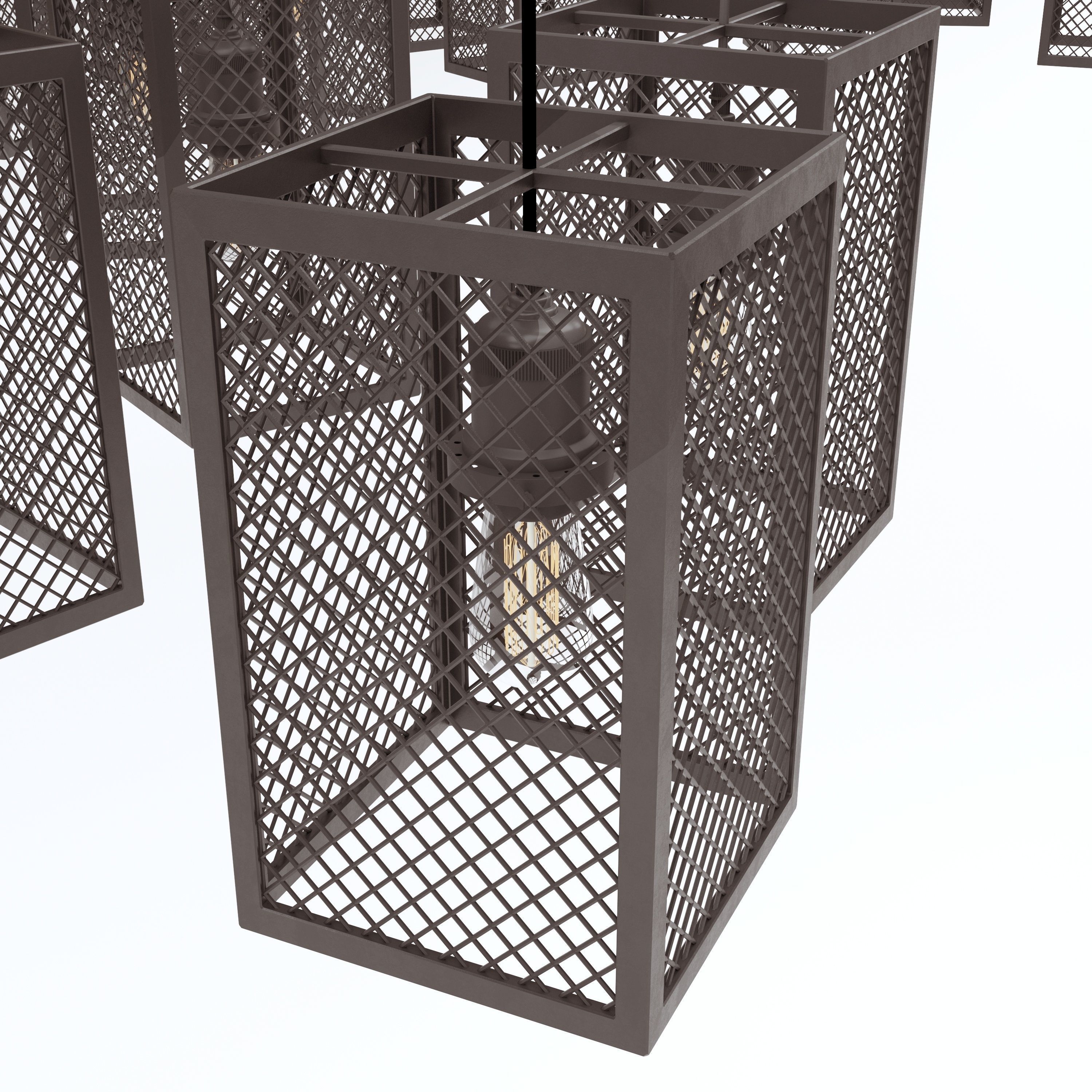 Wrought Iron Concentric Circle Cage Light 3D model | CGTrader