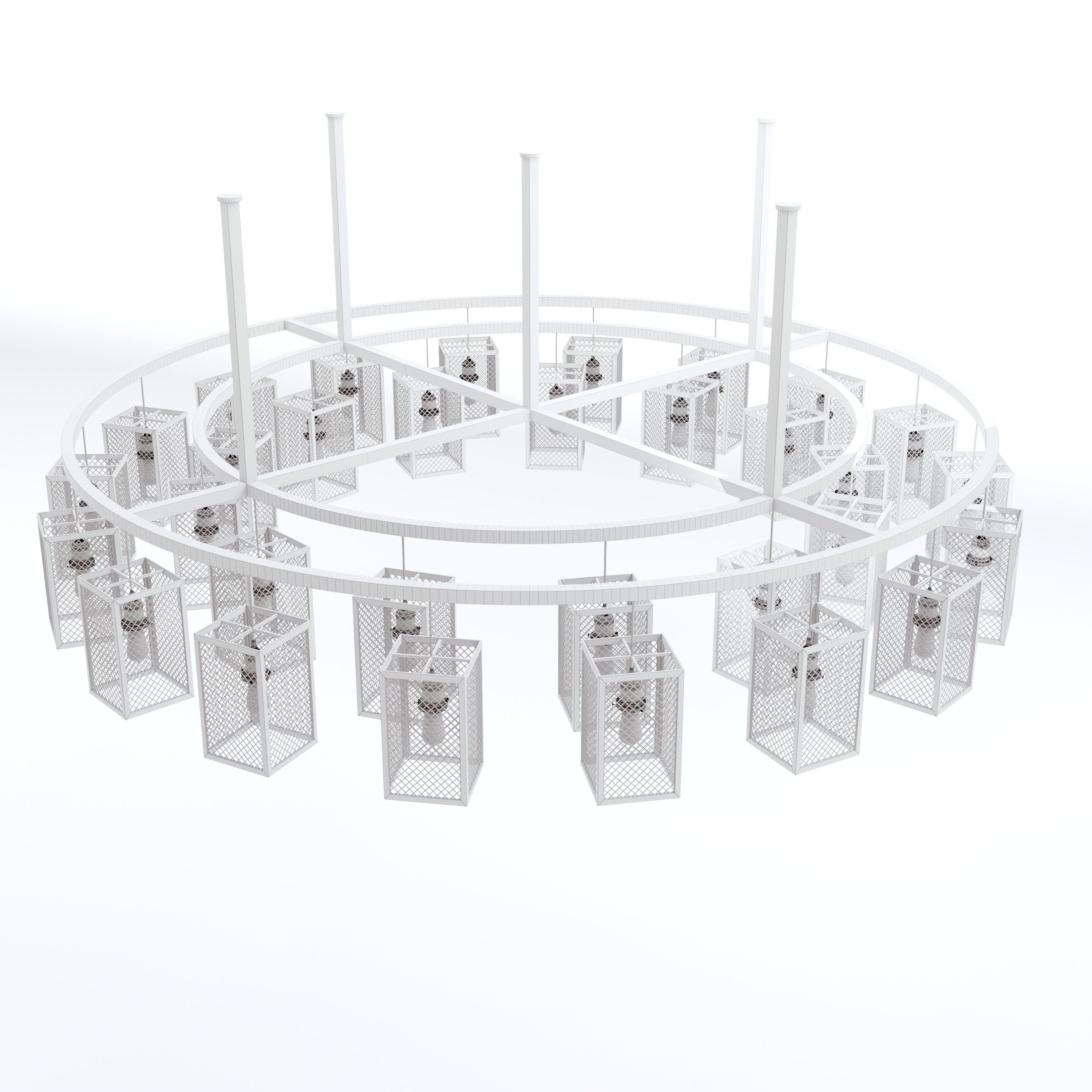 Wrought Iron Concentric Circle Cage Light 3D model | CGTrader
