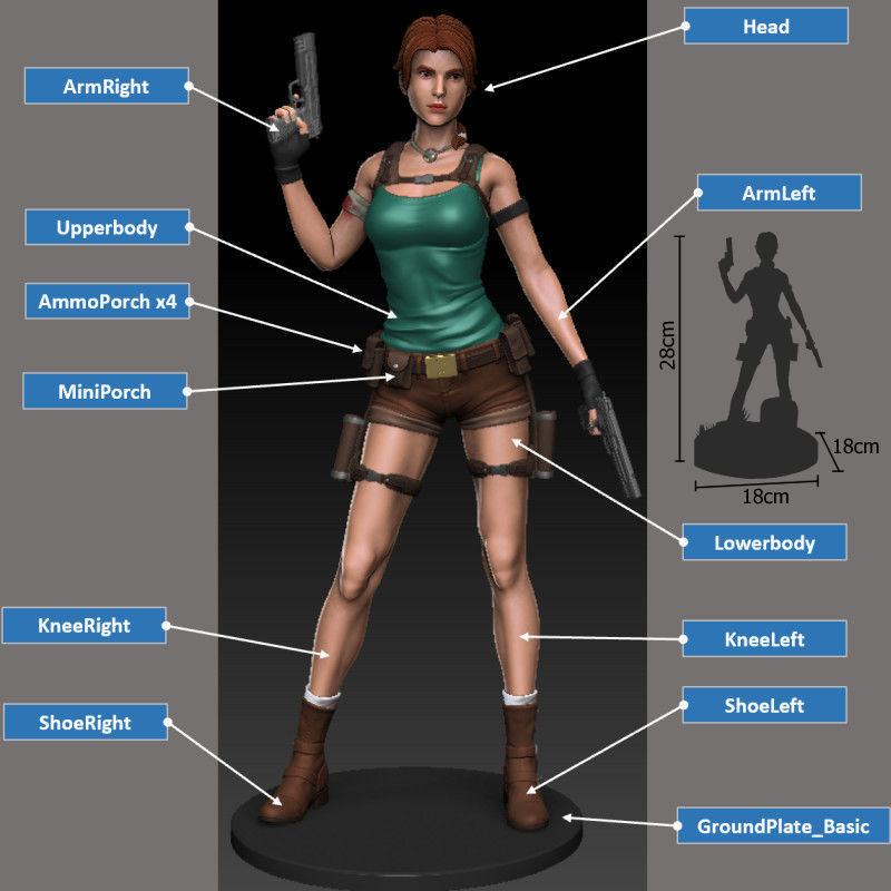 Classic Lara Croft Tomb Raider Figure 3D print STLs 3D model 3D ...