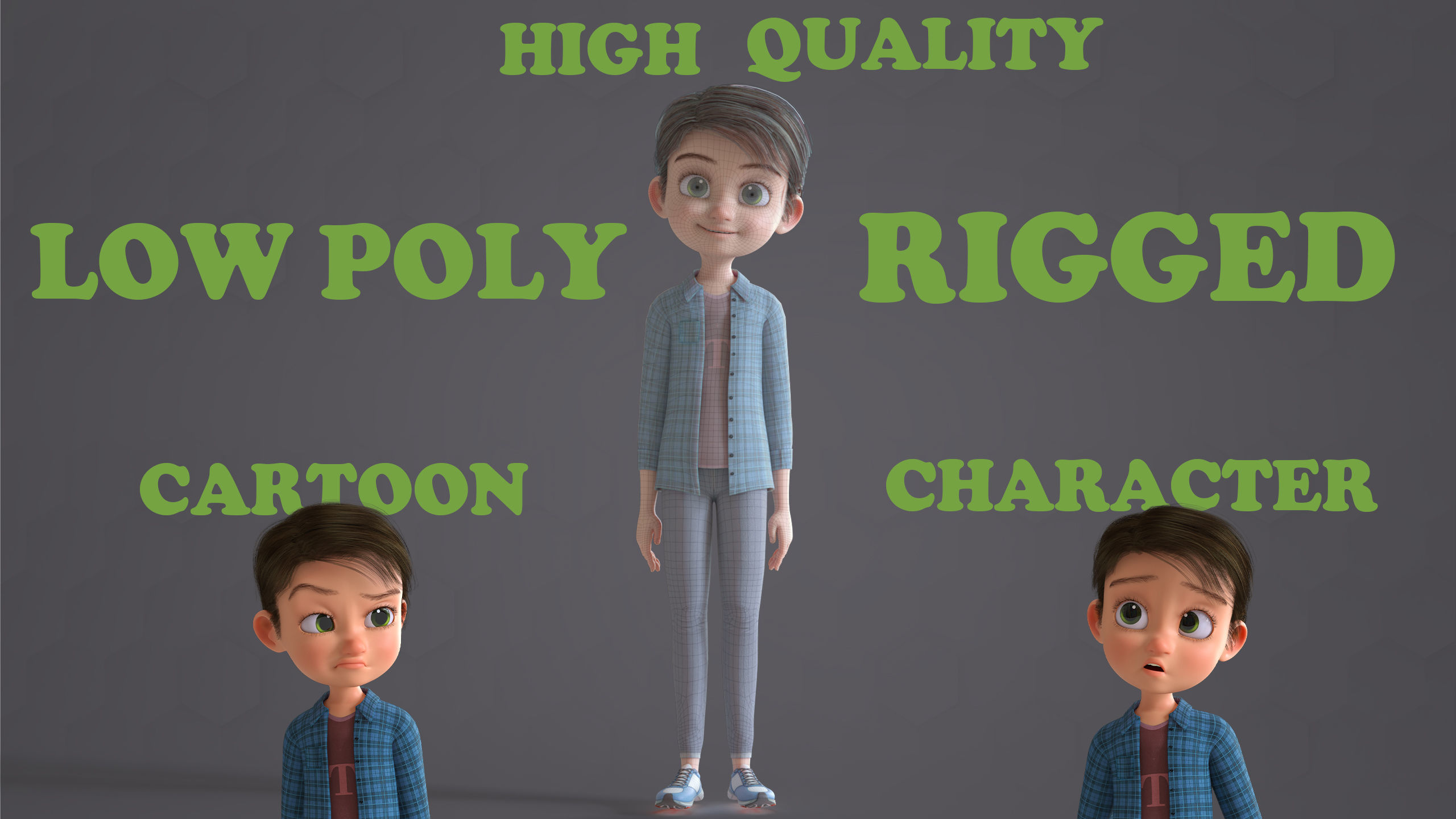 Cartoon Cute BOY 3D model animated rigged | CGTrader