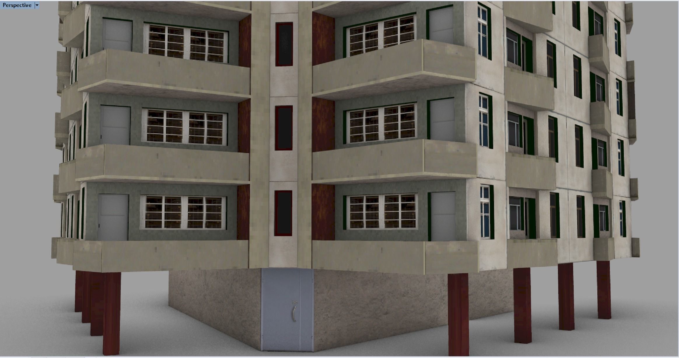 3D model 16 storey Soviet building from Armenia VR / AR / low-poly ...