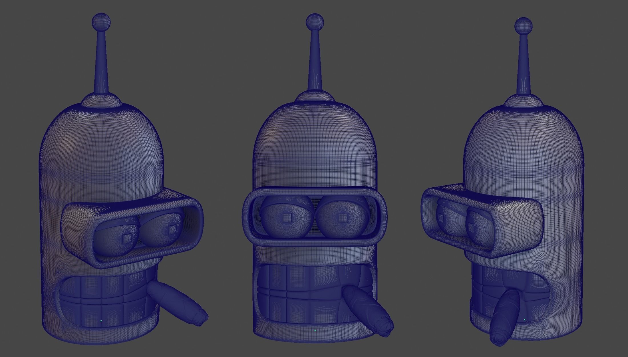 Futurama Benders head with a cigar 3D model 3D printable | CGTrader
