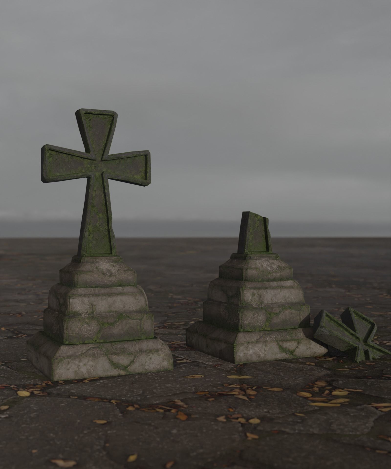 3D model Hand Sculpted cemetery gravestones part 5 VR / AR / low-poly ...