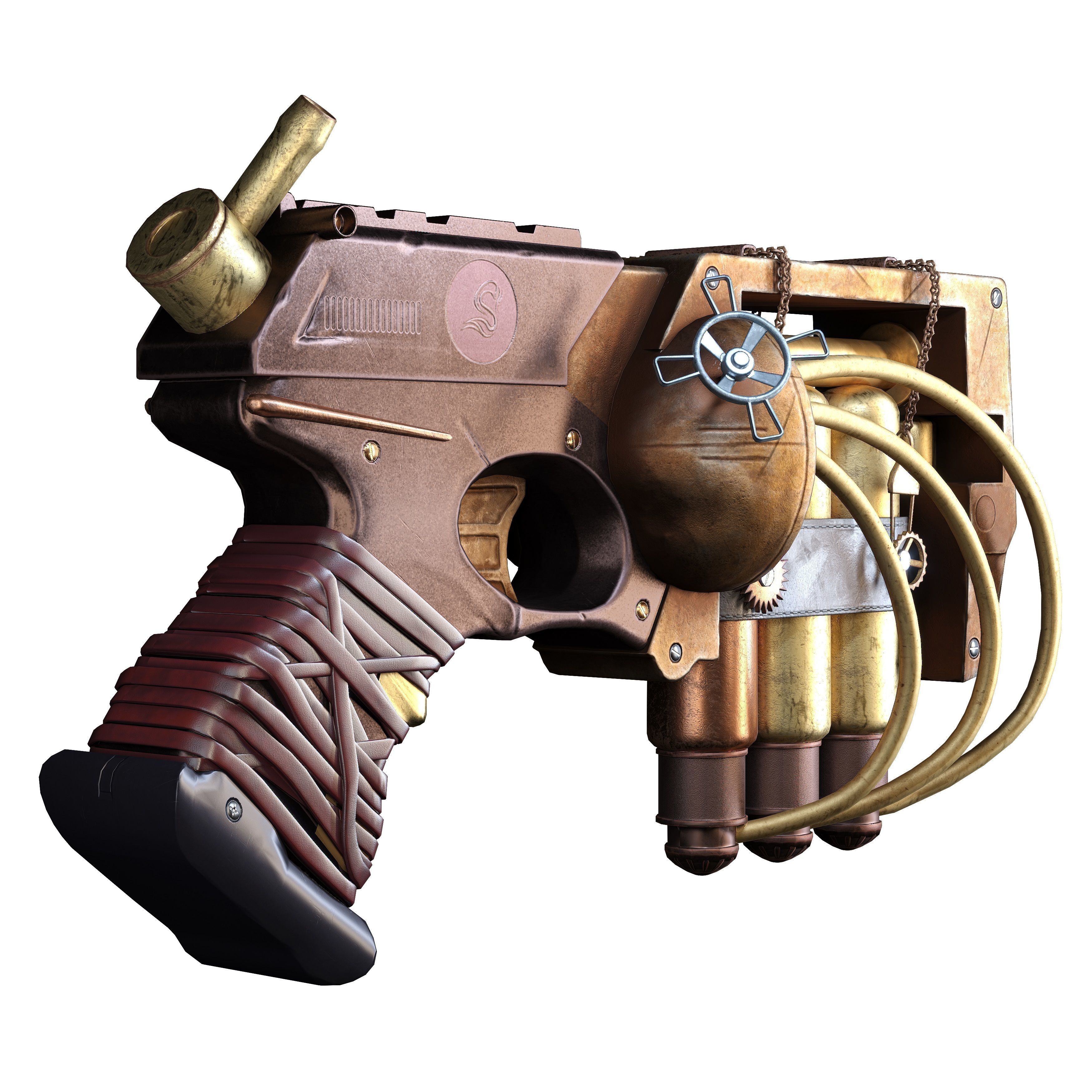 3D model Steampunk gun and Full process Tutorial VR / AR / low-poly ...