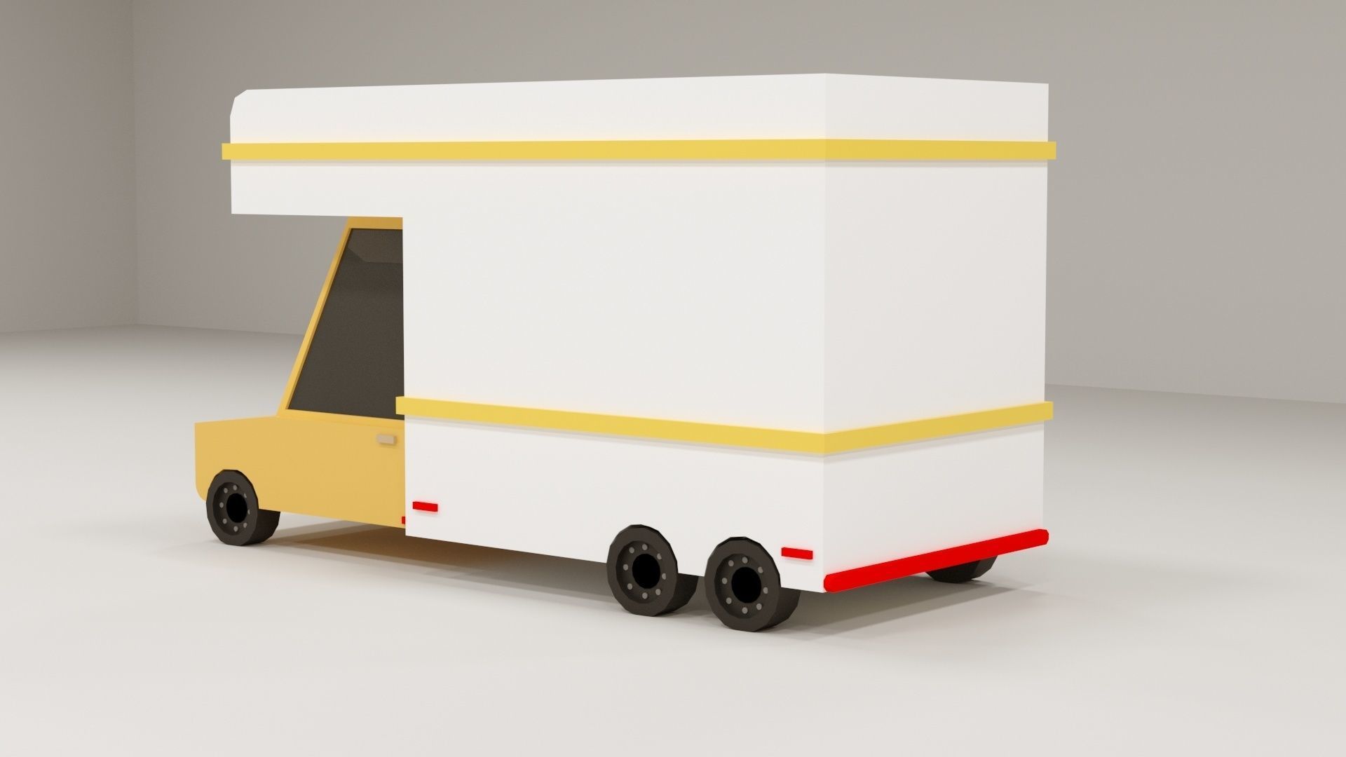 3D model Cartoon Low Poly Food Truck Low-poly 3D model VR / AR / low ...