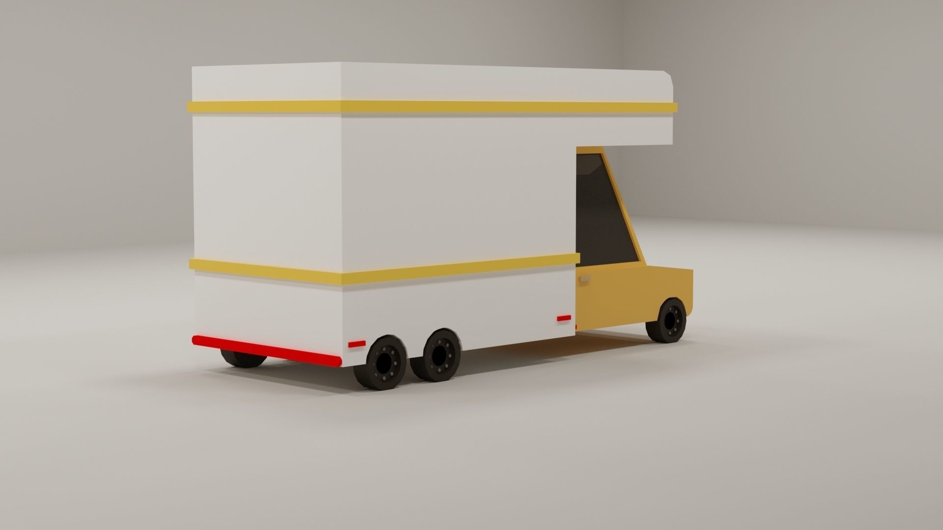 3D model Cartoon Low Poly Food Truck Low-poly 3D model VR / AR / low ...
