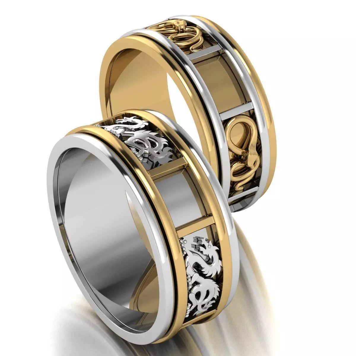 Ring set 3DM STL OBJ CAD for 3D printing and CNC 3D print model 3D ...