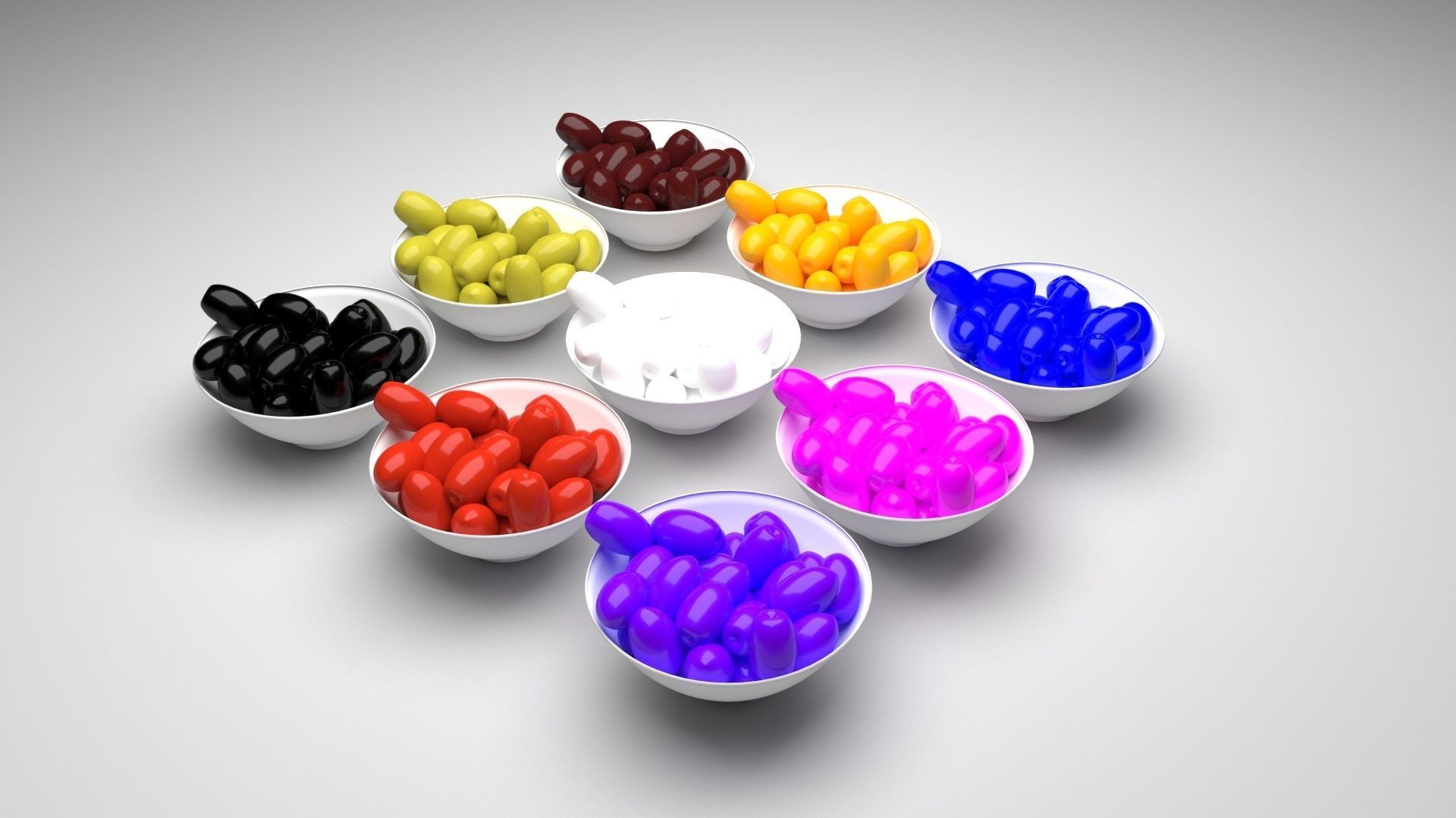 Different Colors of Olives Set 3D model | CGTrader