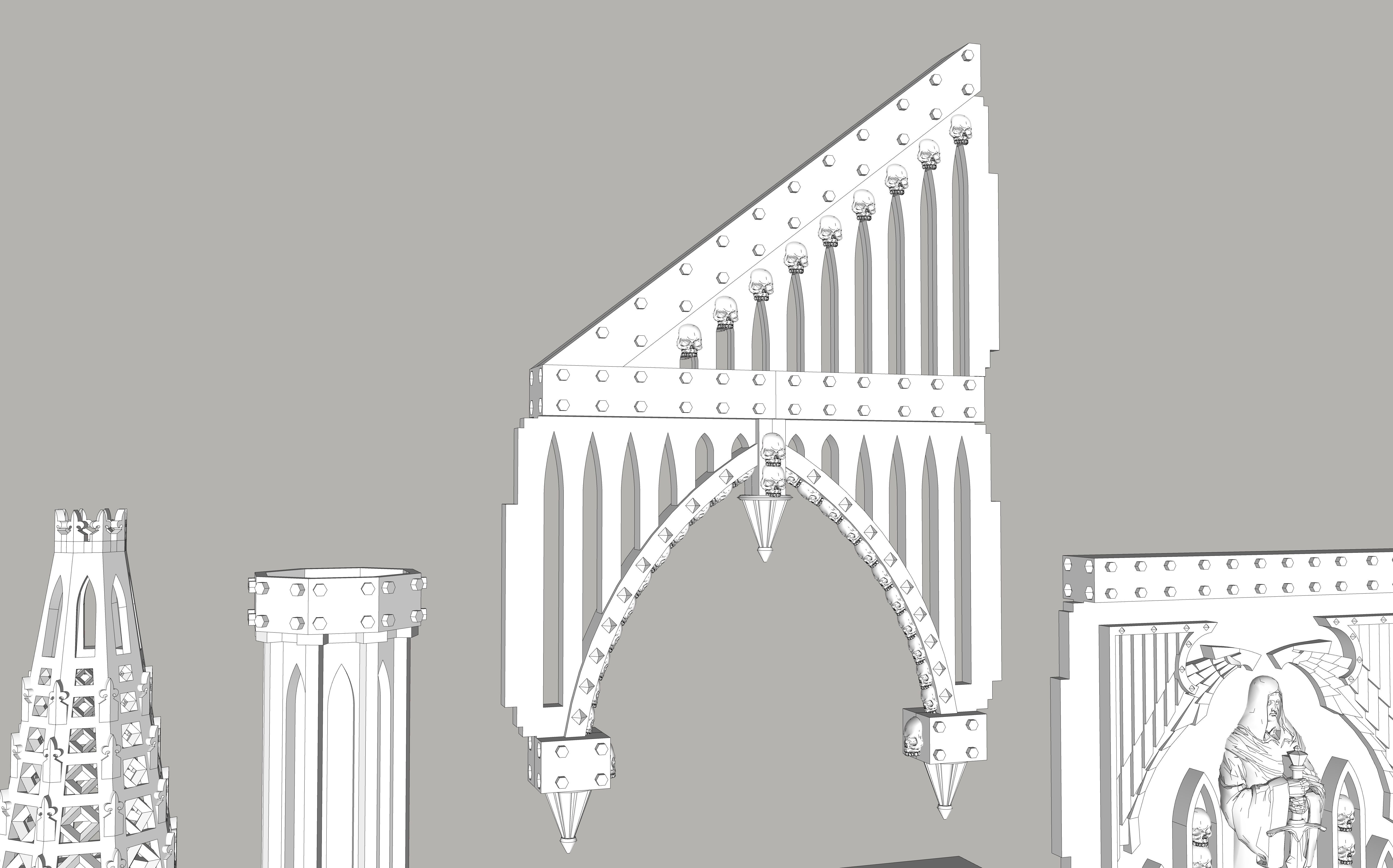 Space Fascist Cathedral City Modular Terrain Kit 3D model 3D printable ...