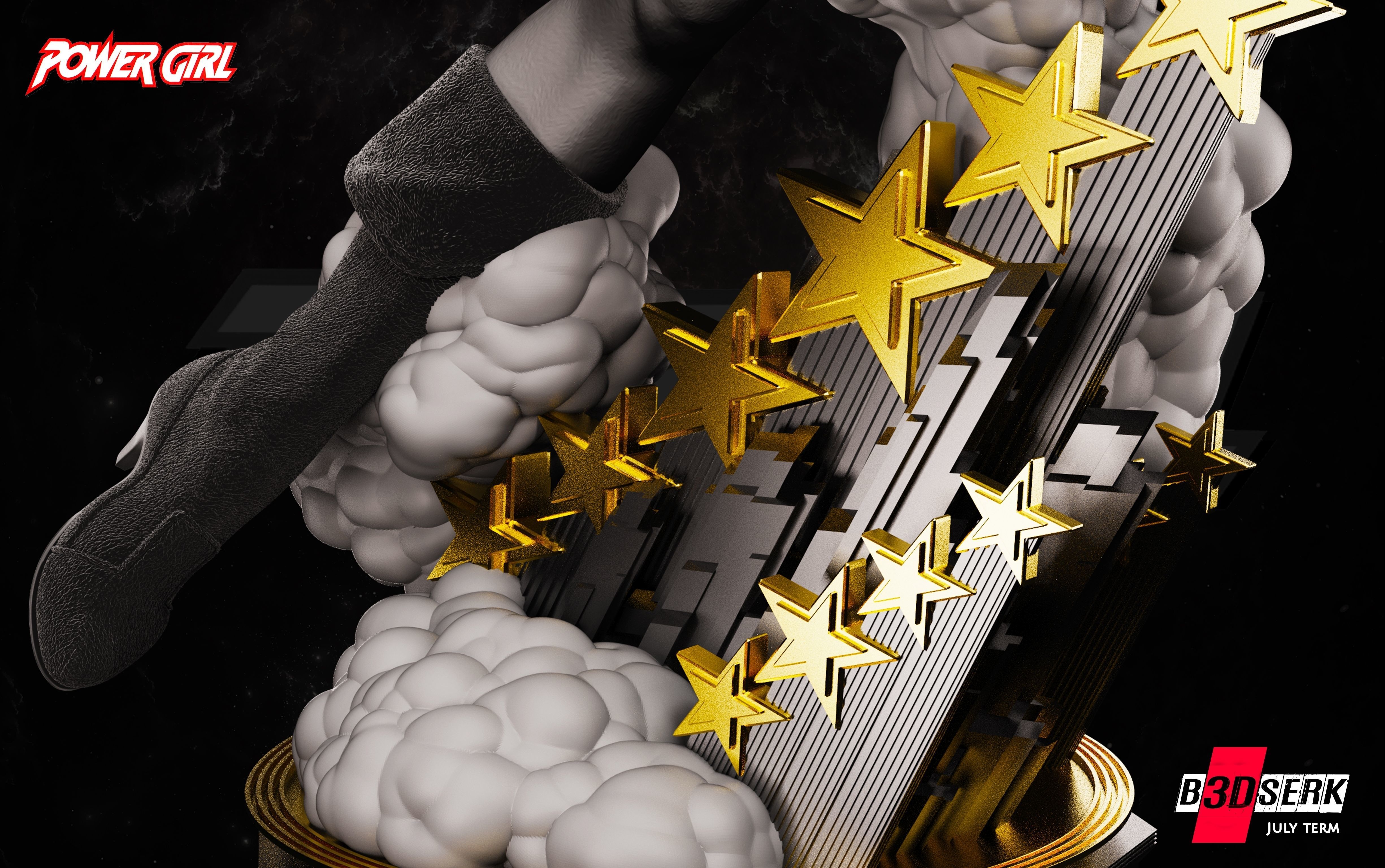 B3DSERK July Term Power Girl Sculpture 3D print model 3D model 3D ...