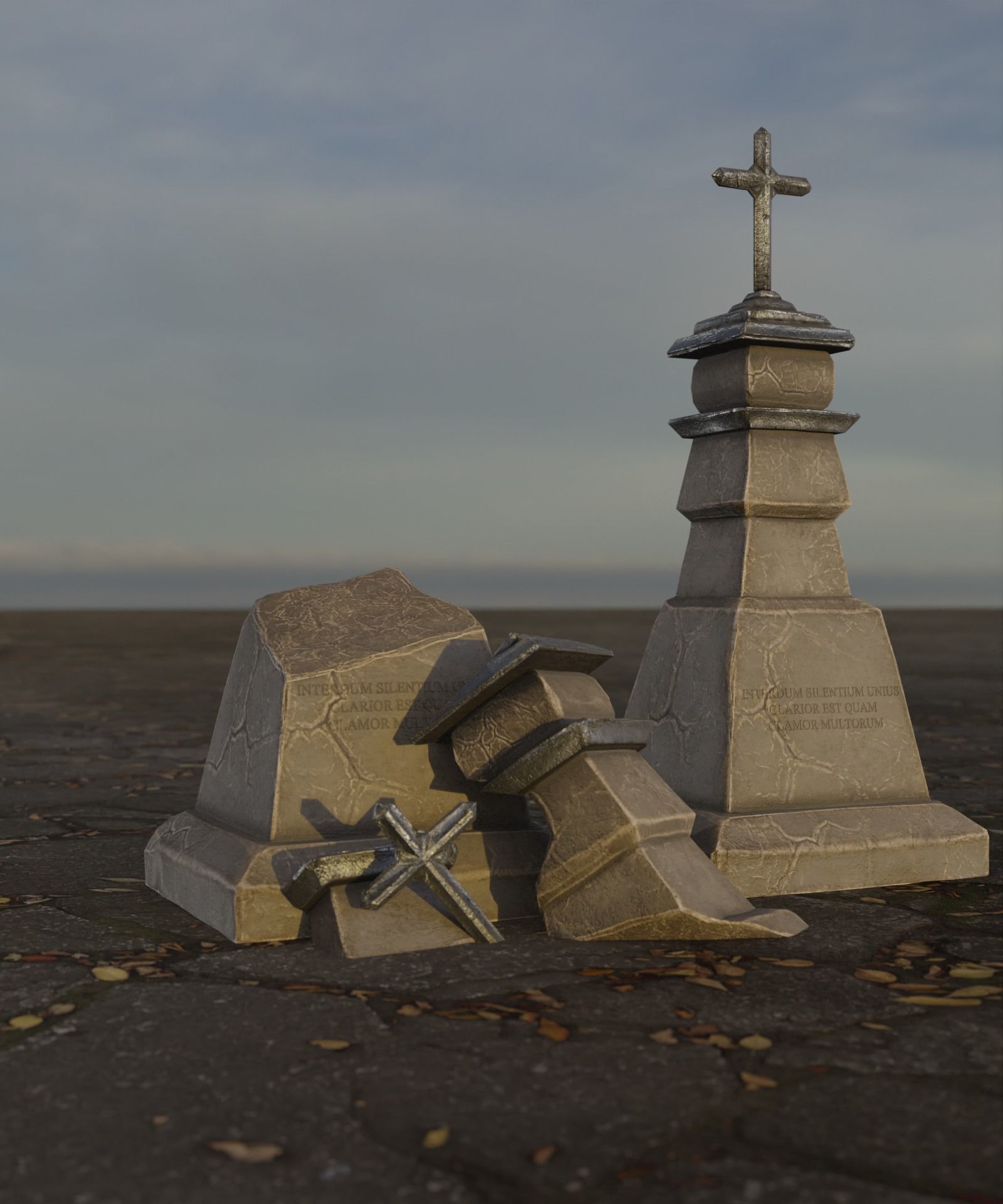 3D model Hand Sculpted cemetery gravestones part 9 VR / AR / low-poly ...