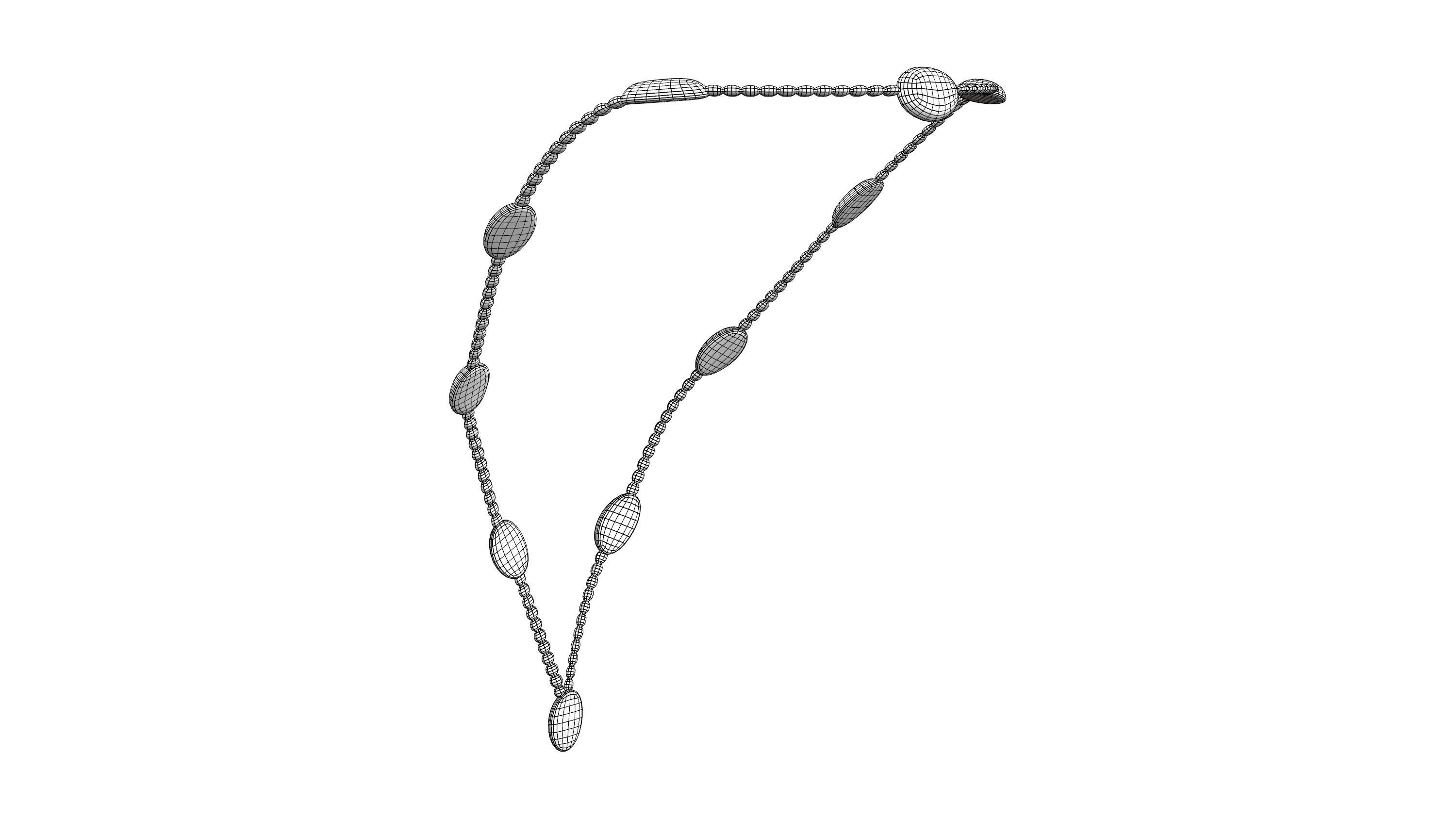 3D model Long Bids Necklace With Blue Stones VR / AR / low-poly | CGTrader