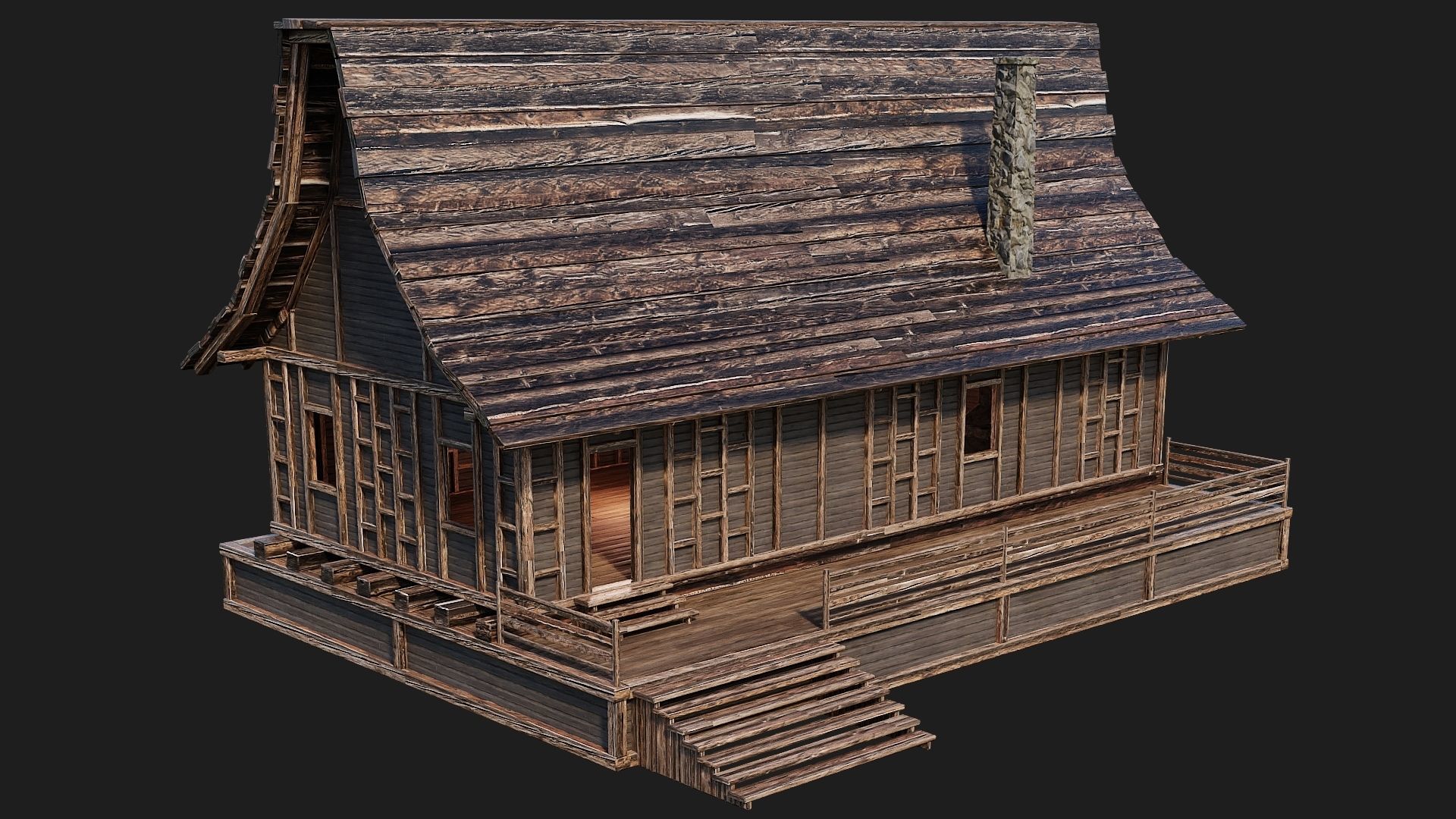 3D model Old Medieval House Building 4K Textures GameReady 107 VR / AR ...