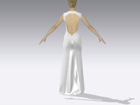 DRESS BACKLINE PANELED DIAMOND LOOK 3D model | CGTrader