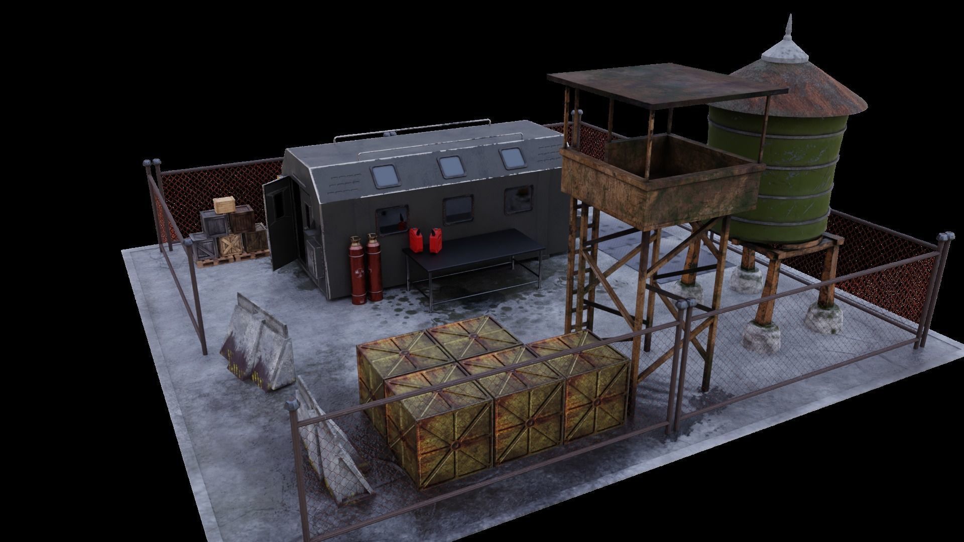 3D model Military Base Camp 2 Low-poly 3D model 3D model VR / AR / low ...