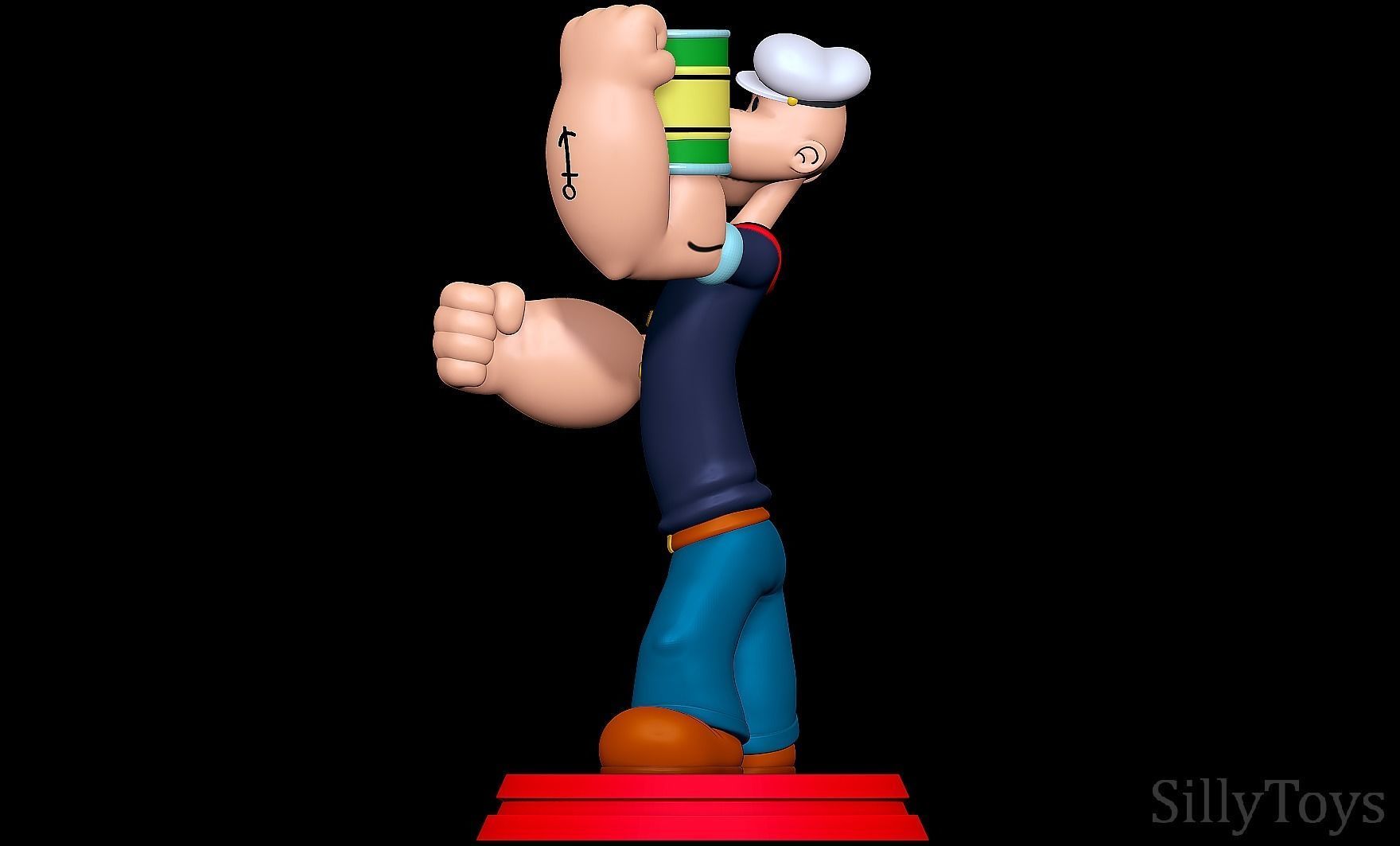 Popeye statue 3D model 3D printable | CGTrader