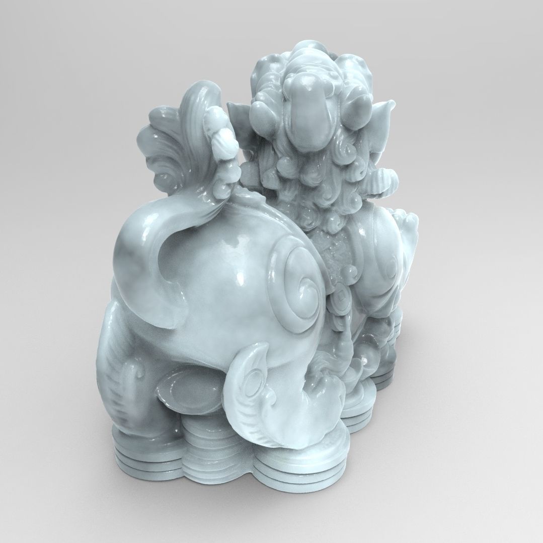 Pixiu Old Chinese mythical hybrid creature powerful protectors 3D model ...