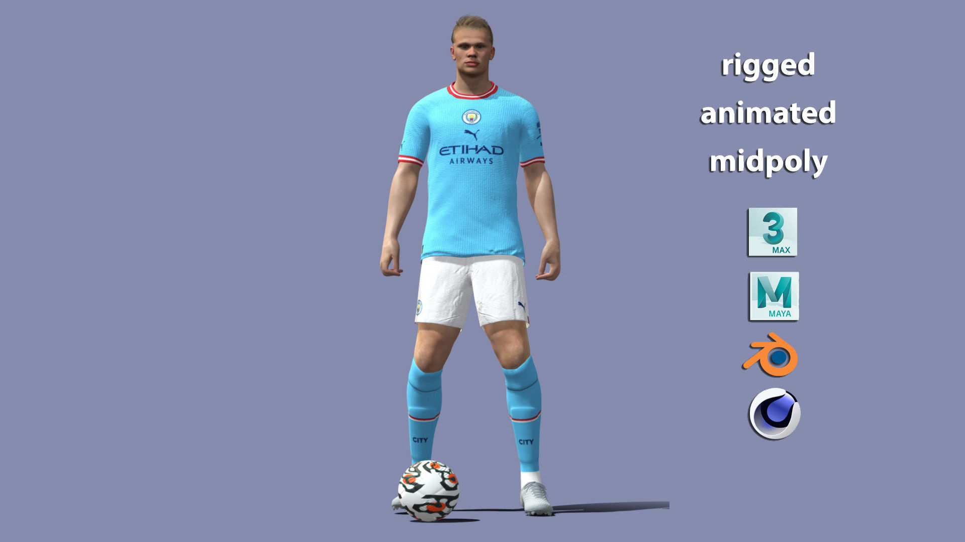 3D Rigged Erling Haaland Manchester City 3D model animated rigged ...