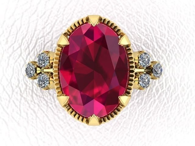 Ellipse Ring With Diamonds 3D model 3D printable | CGTrader