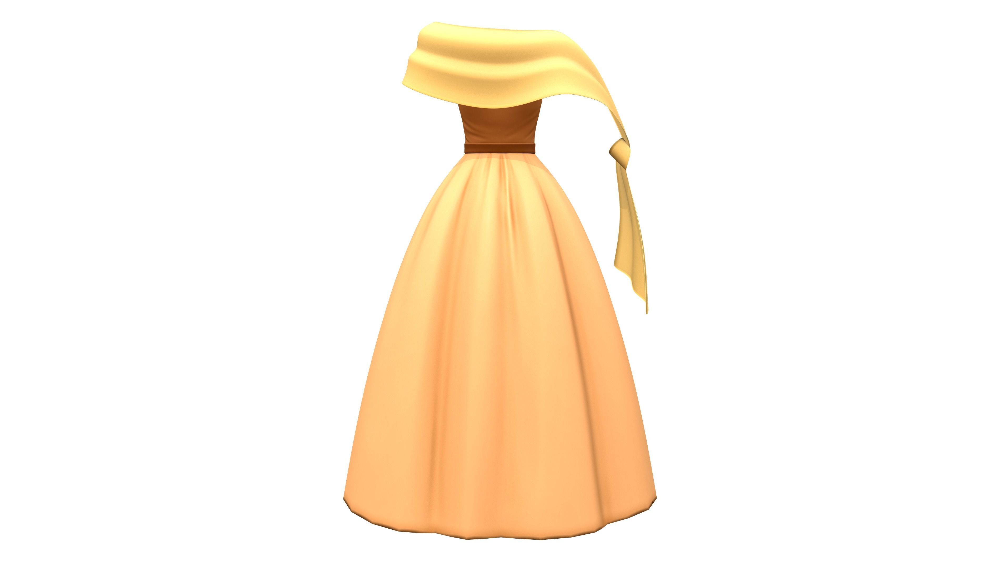 3D model 1950s Retro Princess Dress With Shawl VR / AR / low-poly ...