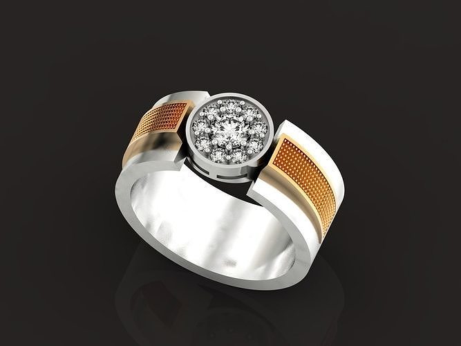 man ring with diamonds 3D model 3D printable | CGTrader