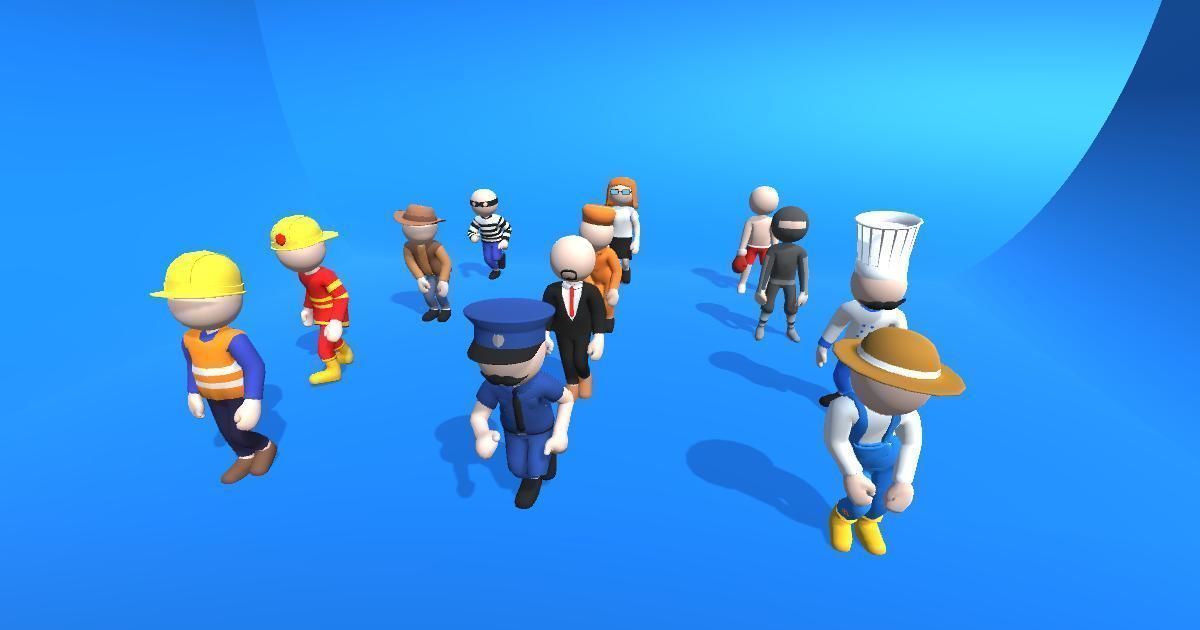 3D model Hyper Casual Stickman Character Jobs Pack VR / AR / low-poly ...