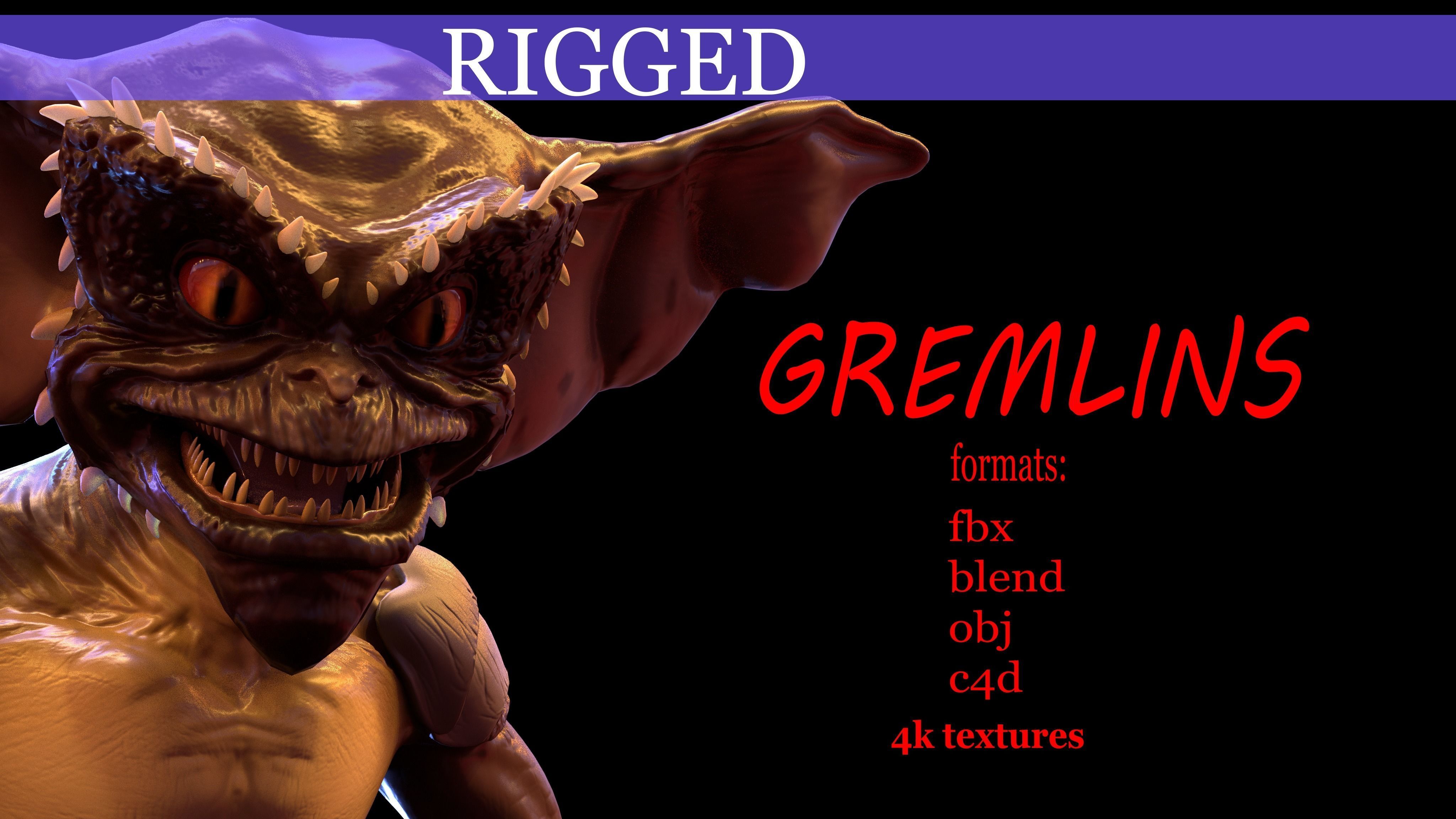 3D model Gremlin creature with long arms and legs VR / AR / low-poly ...