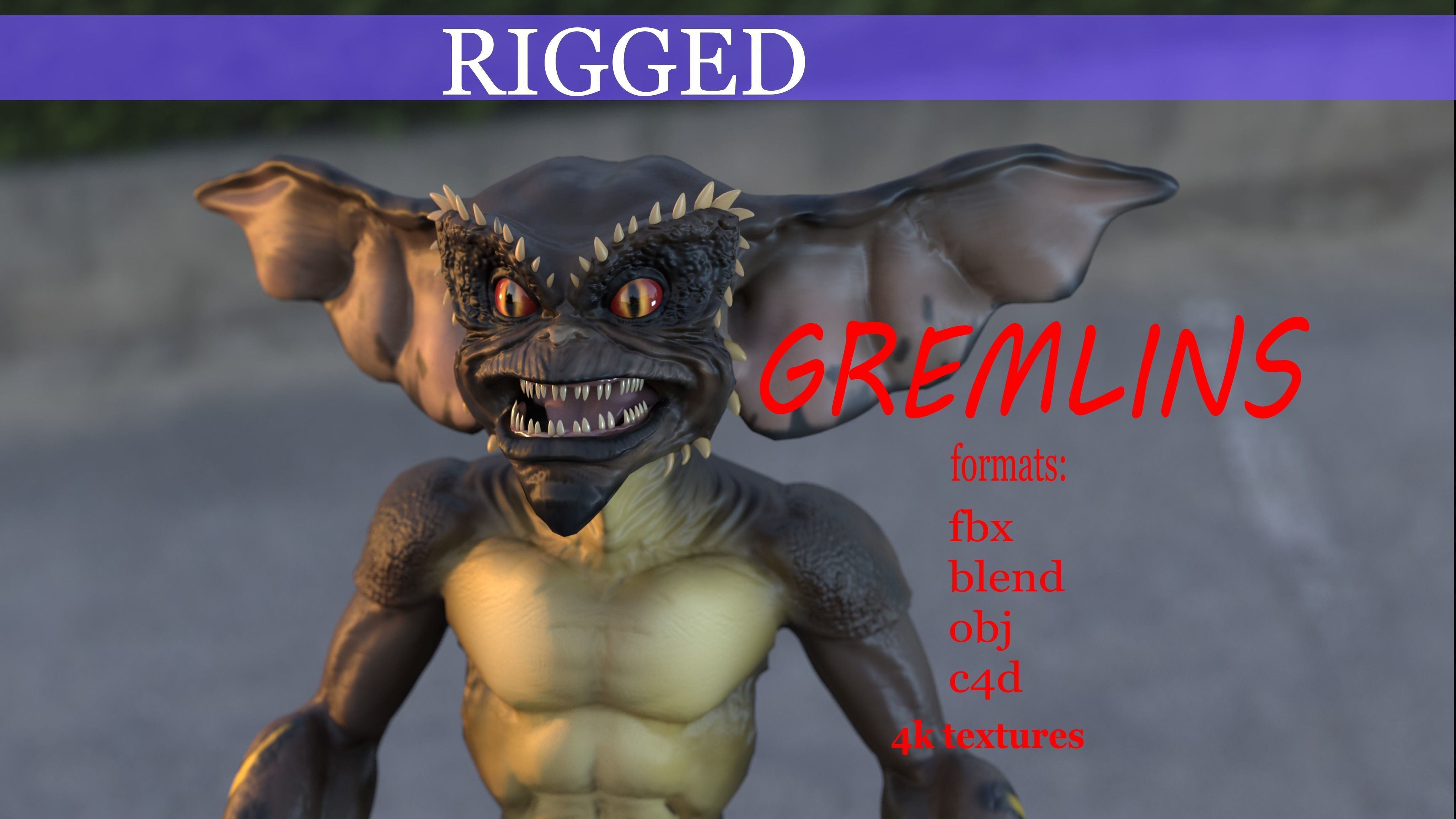 3D model Gremlin creature with long arms and legs VR / AR / low-poly ...