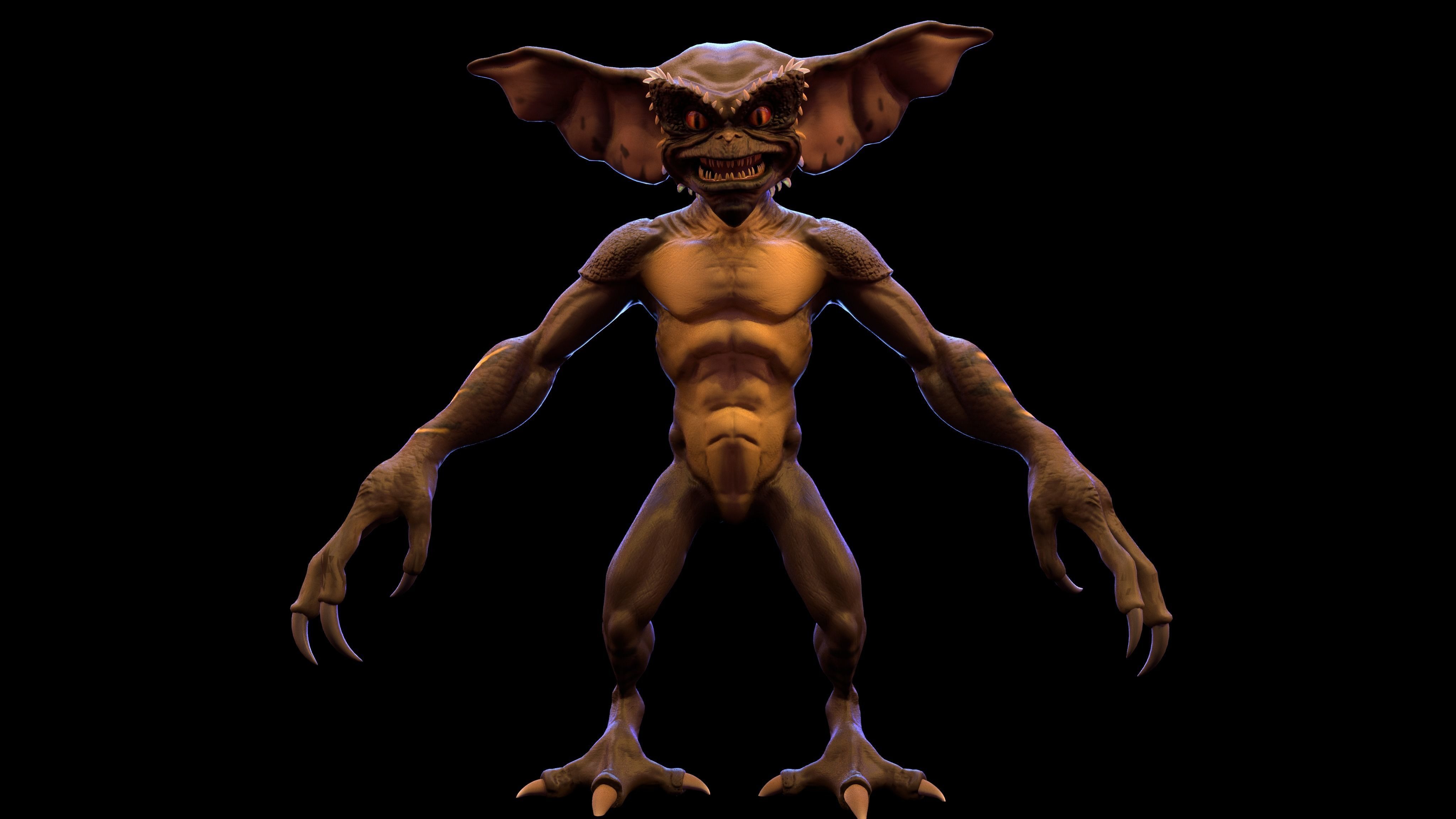 3D model Gremlin creature with long arms and legs VR / AR / low-poly ...