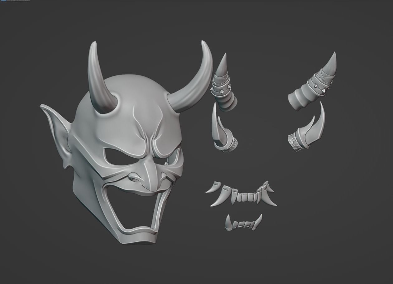 Hannya Demon Oni Samurai Mask 3D model 3D printable | CGTrader